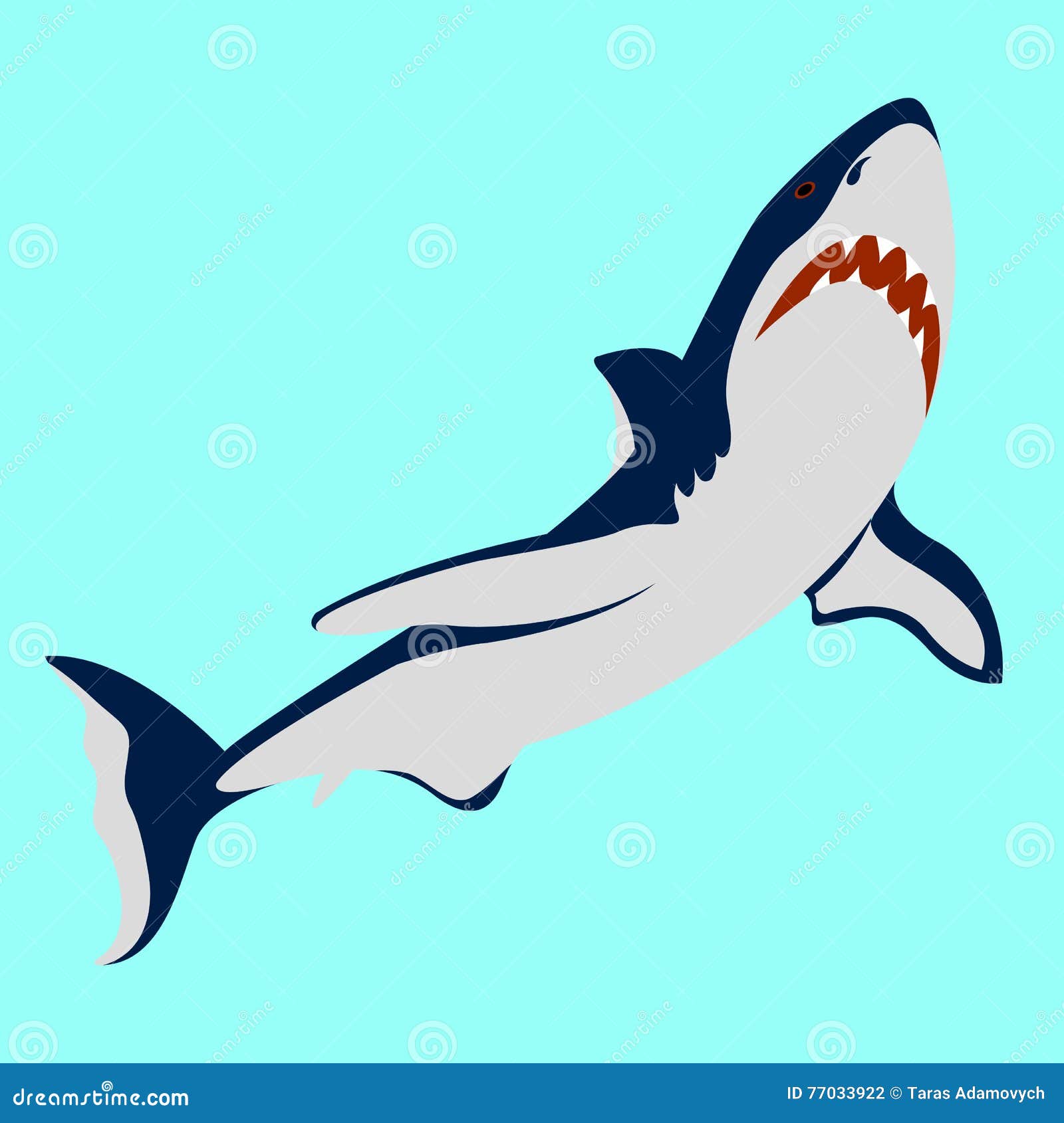 Style D'illustration De Vecteur De Couleur De Requin Plat Illustration ...