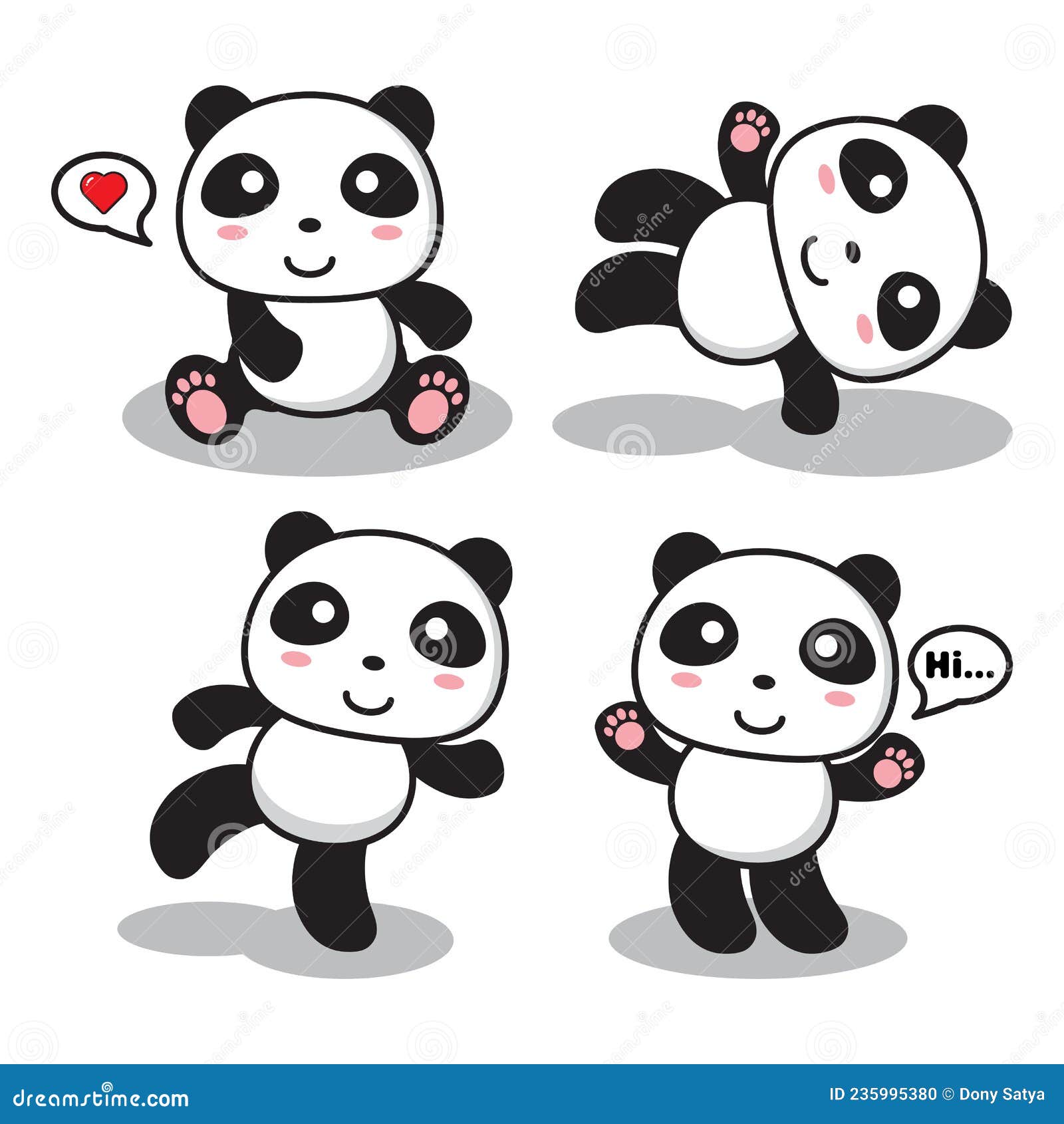 Style Expressions of Panda Set Collection Stock Vector - Illustration ...