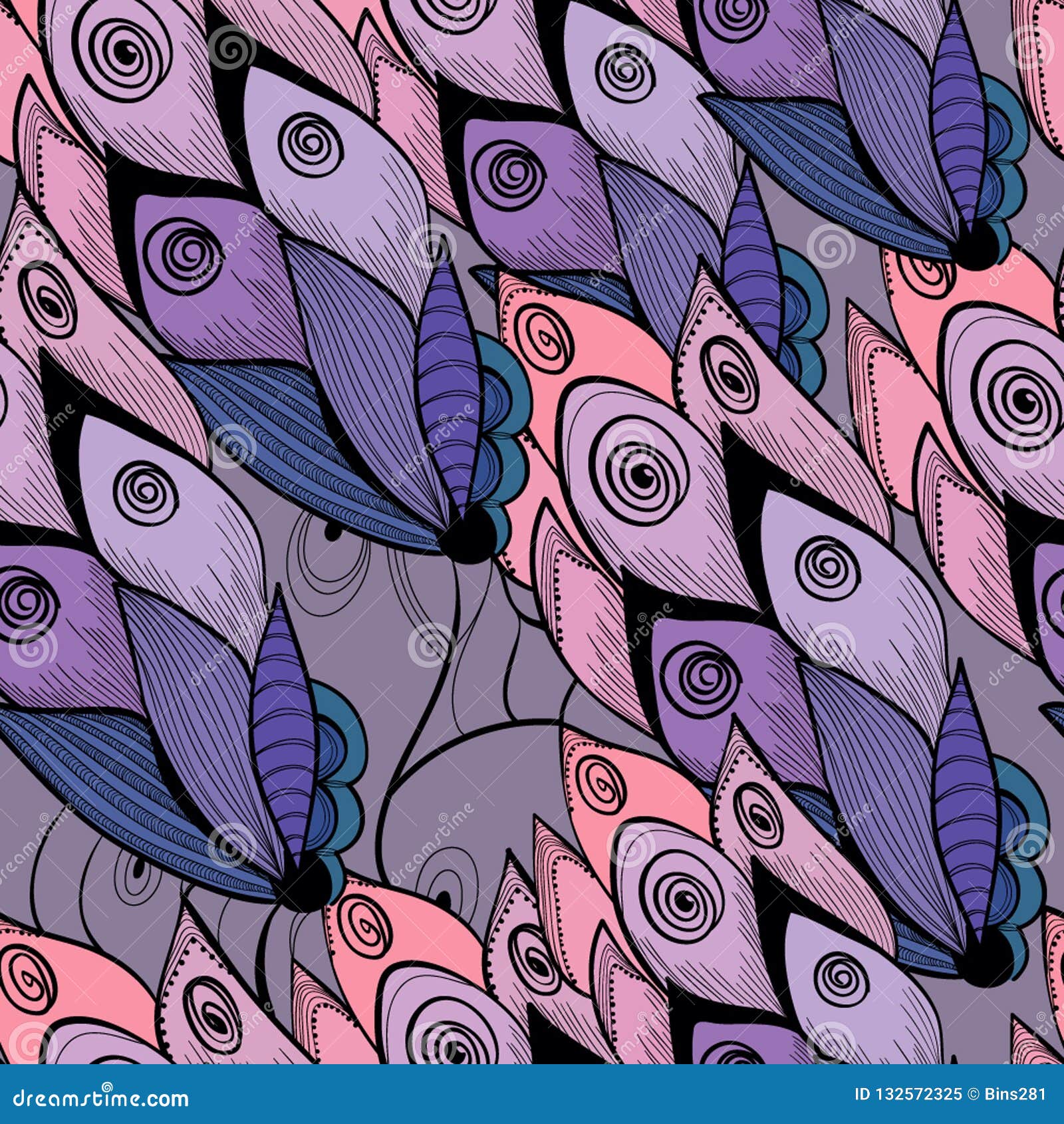 Style Floral Pattern, Pink and Blue Colos Stock Vector - Illustration ...