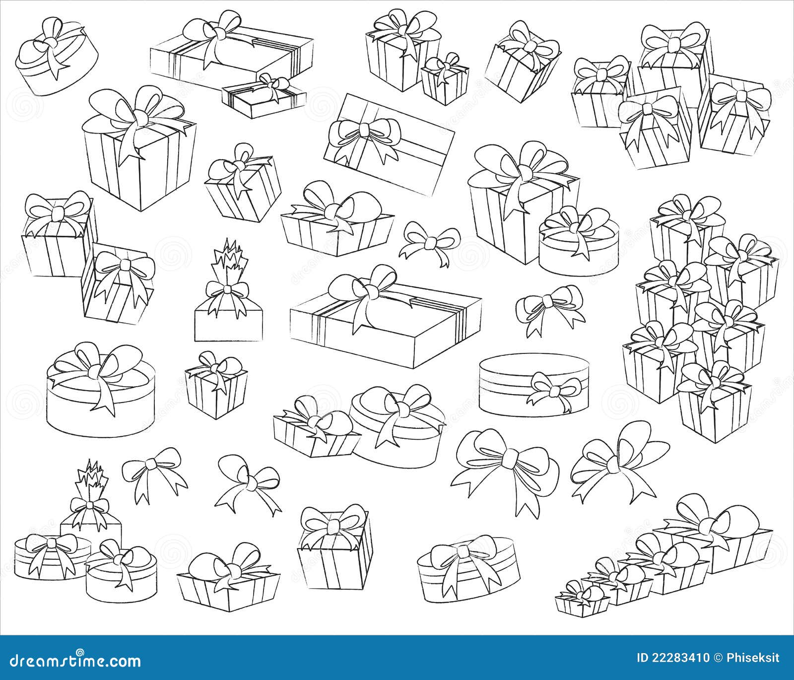 A Style of Gift Box and Ribbon Stock Vector - Illustration of draw ...