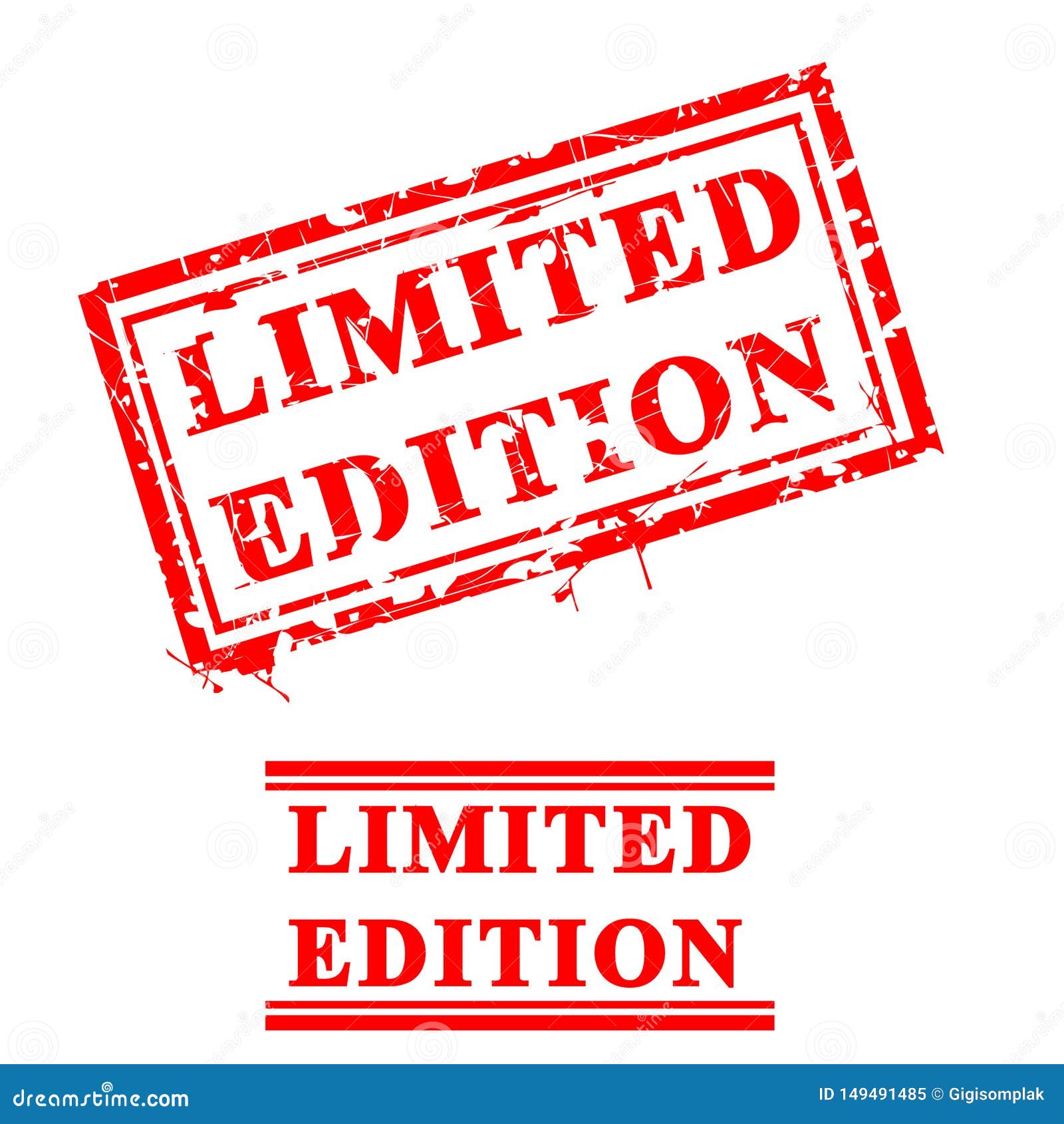 2 Style of Grungy Red Rubber Stamp, Limited Edition Stock Vector ...