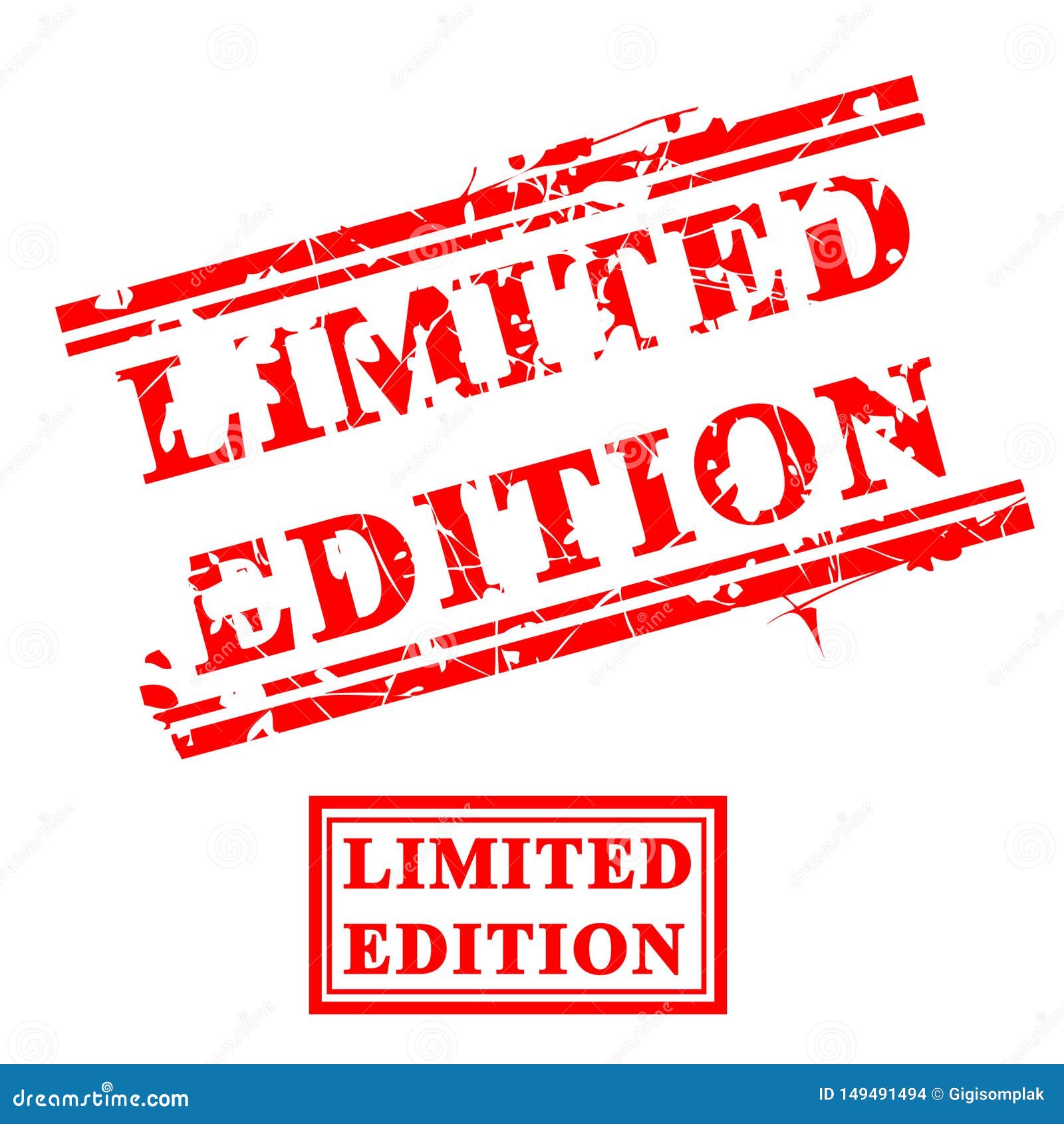 2 Style of Grungy Red Rubber Stamp, Limited Edition Stock Vector ...