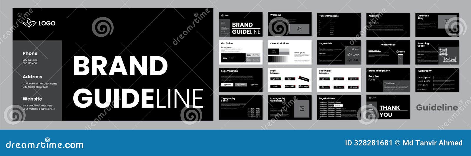 Style Guide Template For Branding Guidelines Cartoon Vector | CartoonDealer.com #328281681