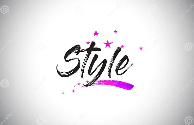 Style Handwritten Word Font With Vibrant Violet Purple Stars And