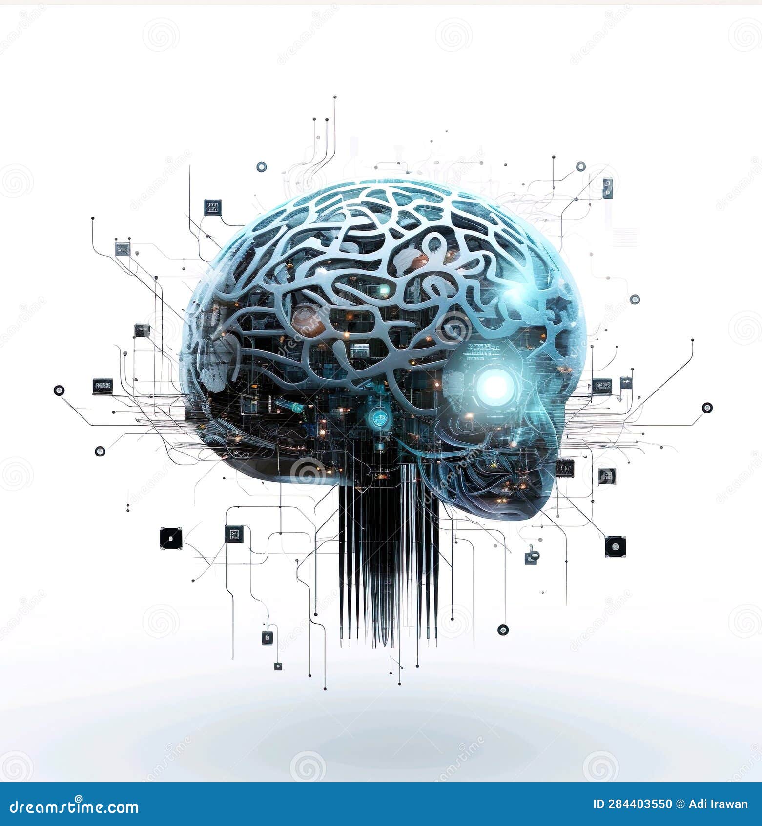 Style Image Depicting Artificial Intelligence Brain, Minimalist, White ...