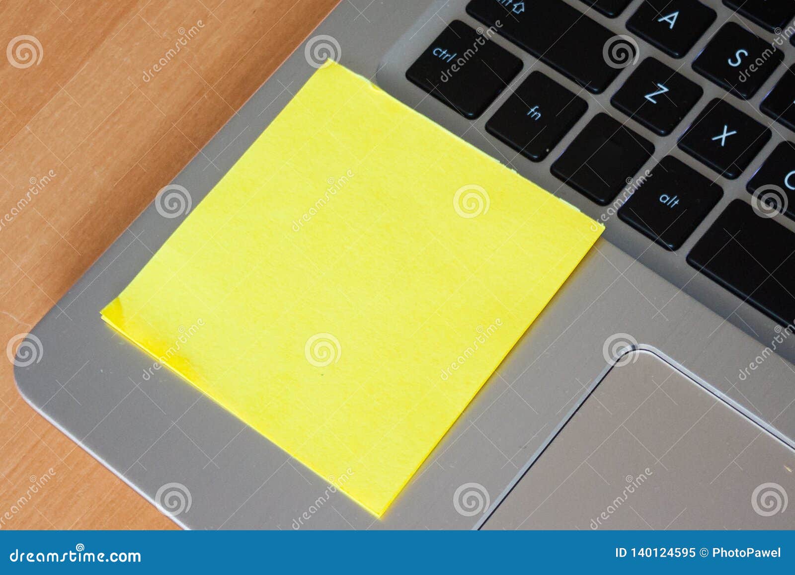 Style Image of Modern Laptop Computer Keyboard. Yellow Sticky Note To ...