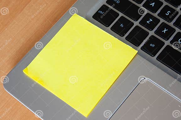 Style Image of Modern Laptop Computer Keyboard. Yellow Sticky Note To ...