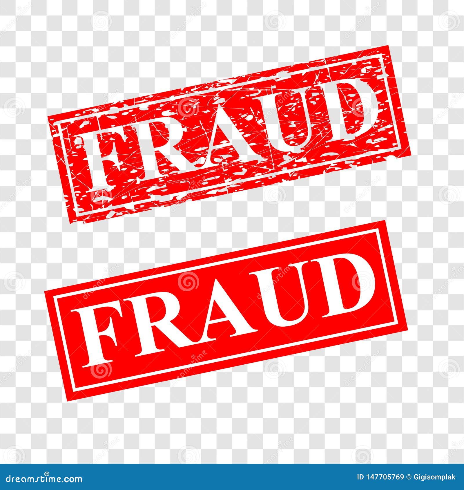 2 Style Red Rubber Stamp, Fraud, at Transparent Effect Background Stock ...