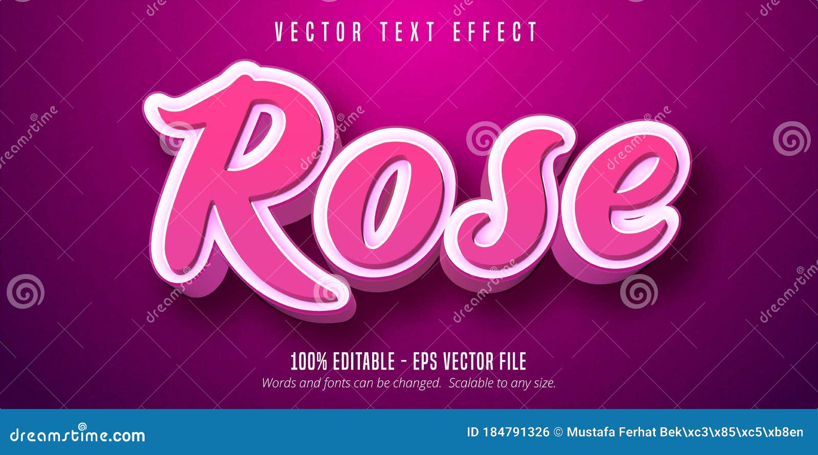 Effet De Texte Modifiable Style De Script Rose 3d Illustration de ...