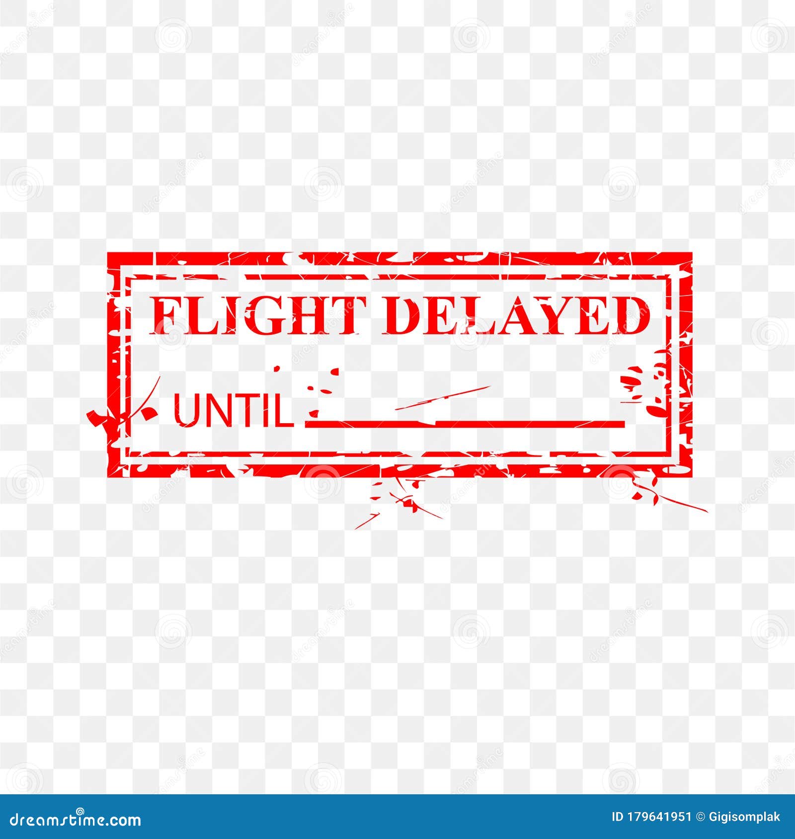 2 Style Simple Vector Rectangle Grunge Red Rubber Stamp, Flight Delayed ...