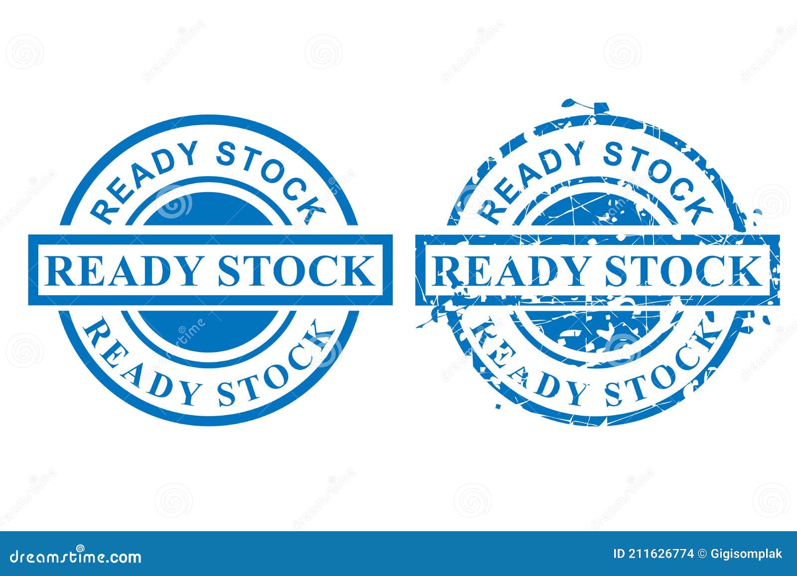 2 Style Vector of Blue Circle Grunge Rubber Stamp, Ready Stock ...