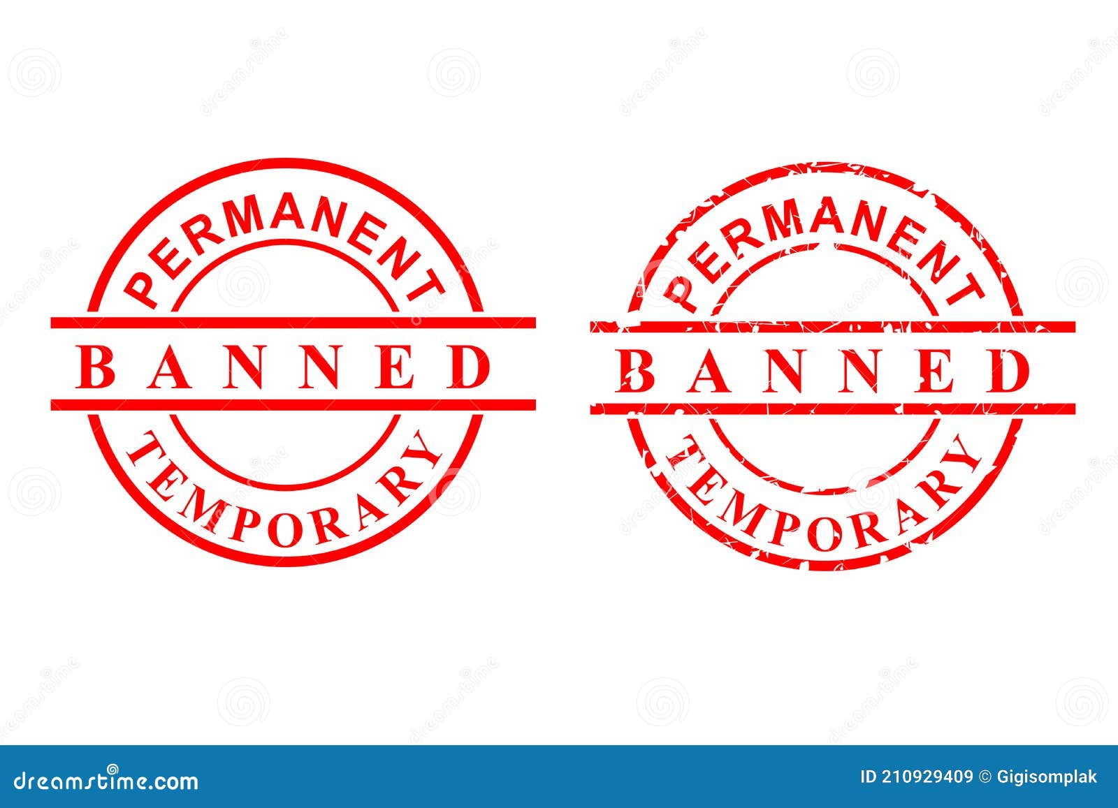 2 Style Vector, Clean and Rust Red Rubber Stamp, Permanent Banned ...