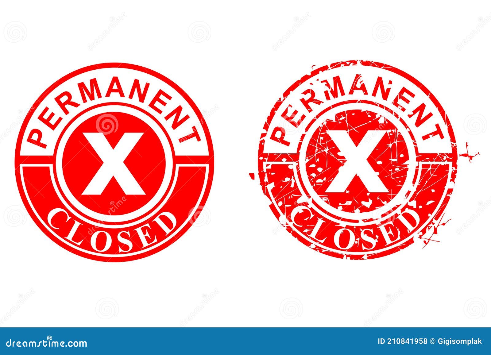 2 Style Vector, Clean and Rust Red Rubber Stamp, Permanent Closed ...