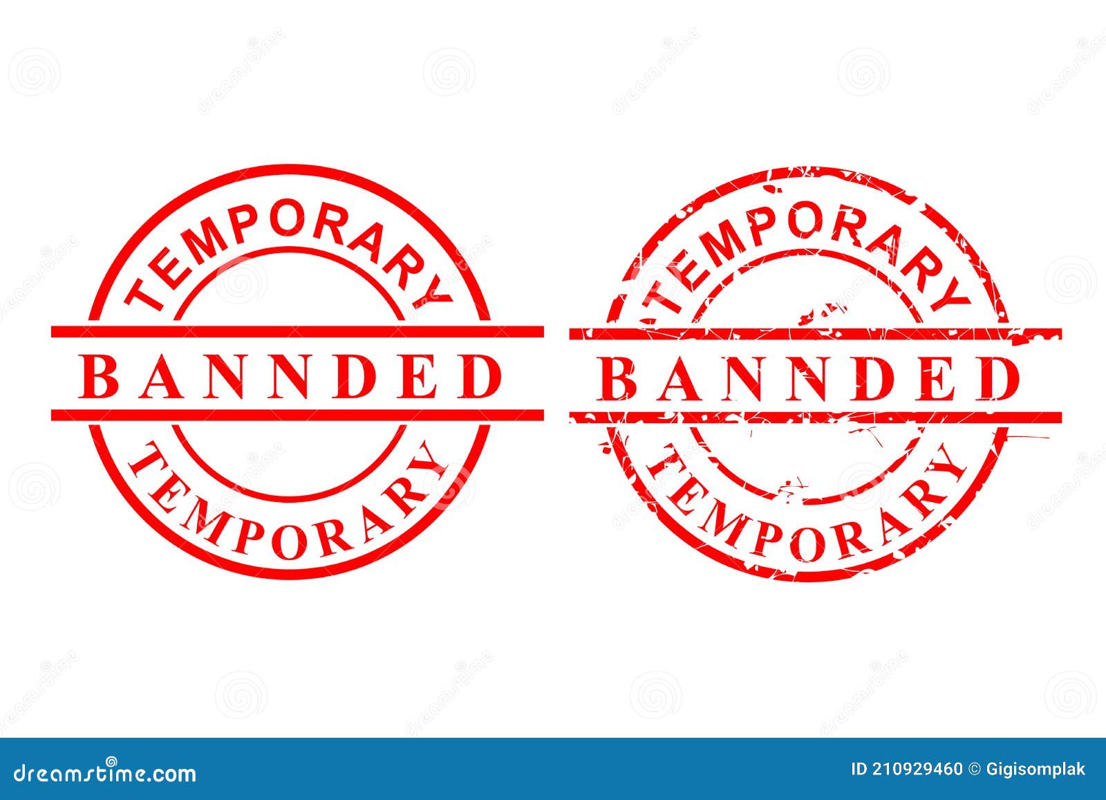 2 Style Vector, Clean and Rust Red Rubber Stamp, Temporary Banned ...