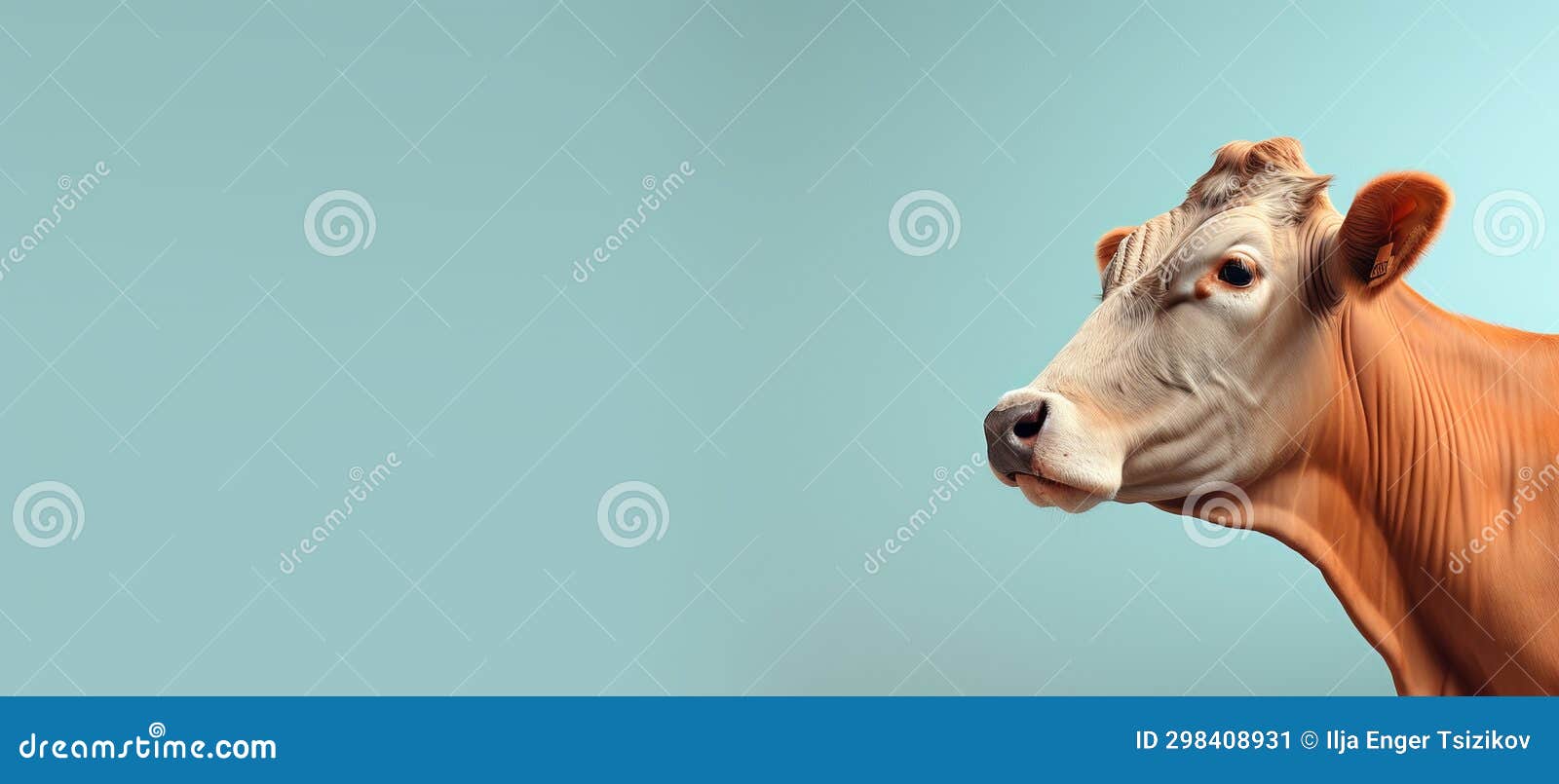Styled Happy Dairy Cattle on Pastel Color Background with Copy Space ...
