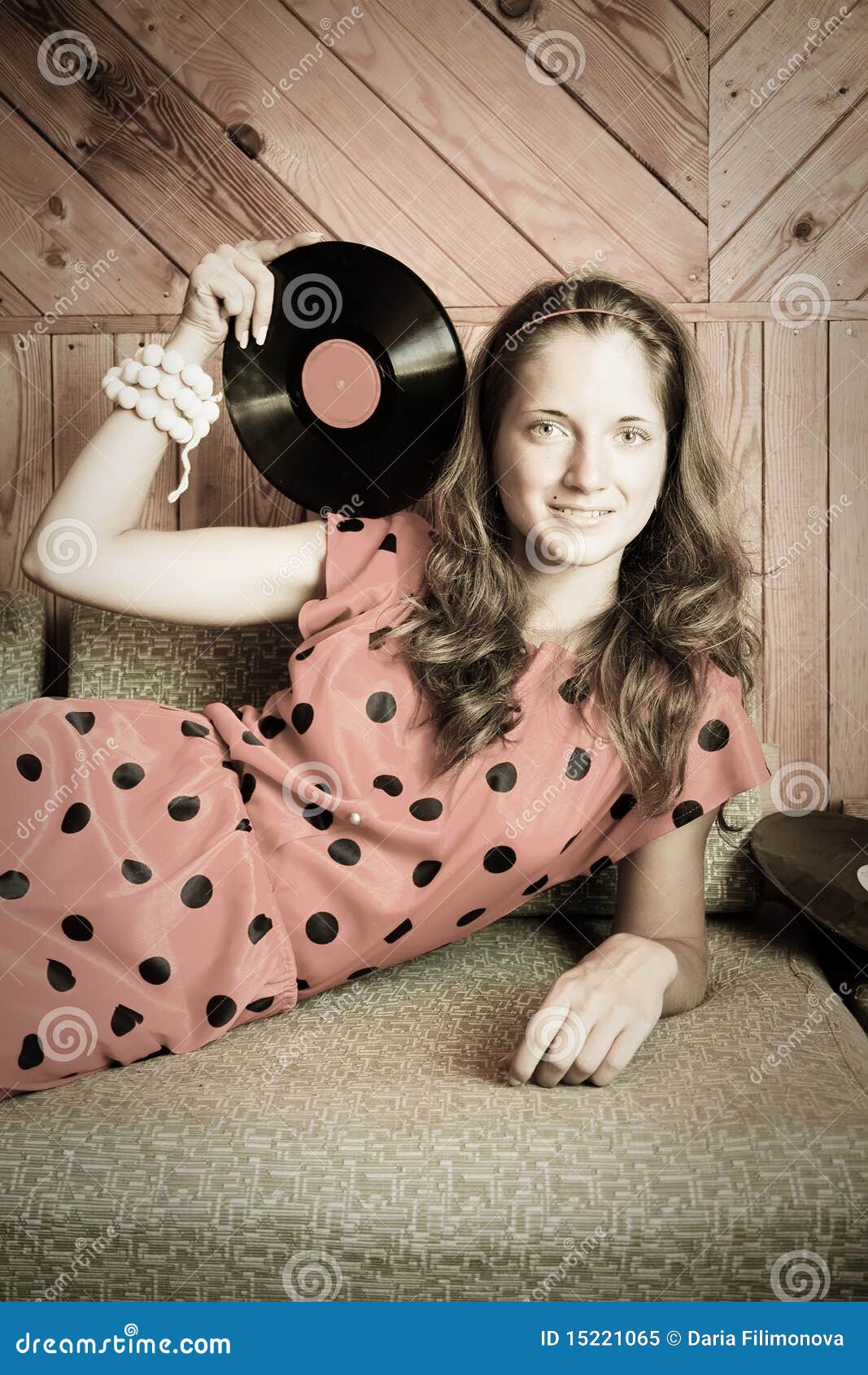 Styled Lady with Vinyl Plate Stock Image - Image of design, fashion ...