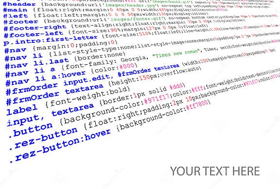Stylesheet De Source De Liste Des Codes Illustration de Vecteur ...