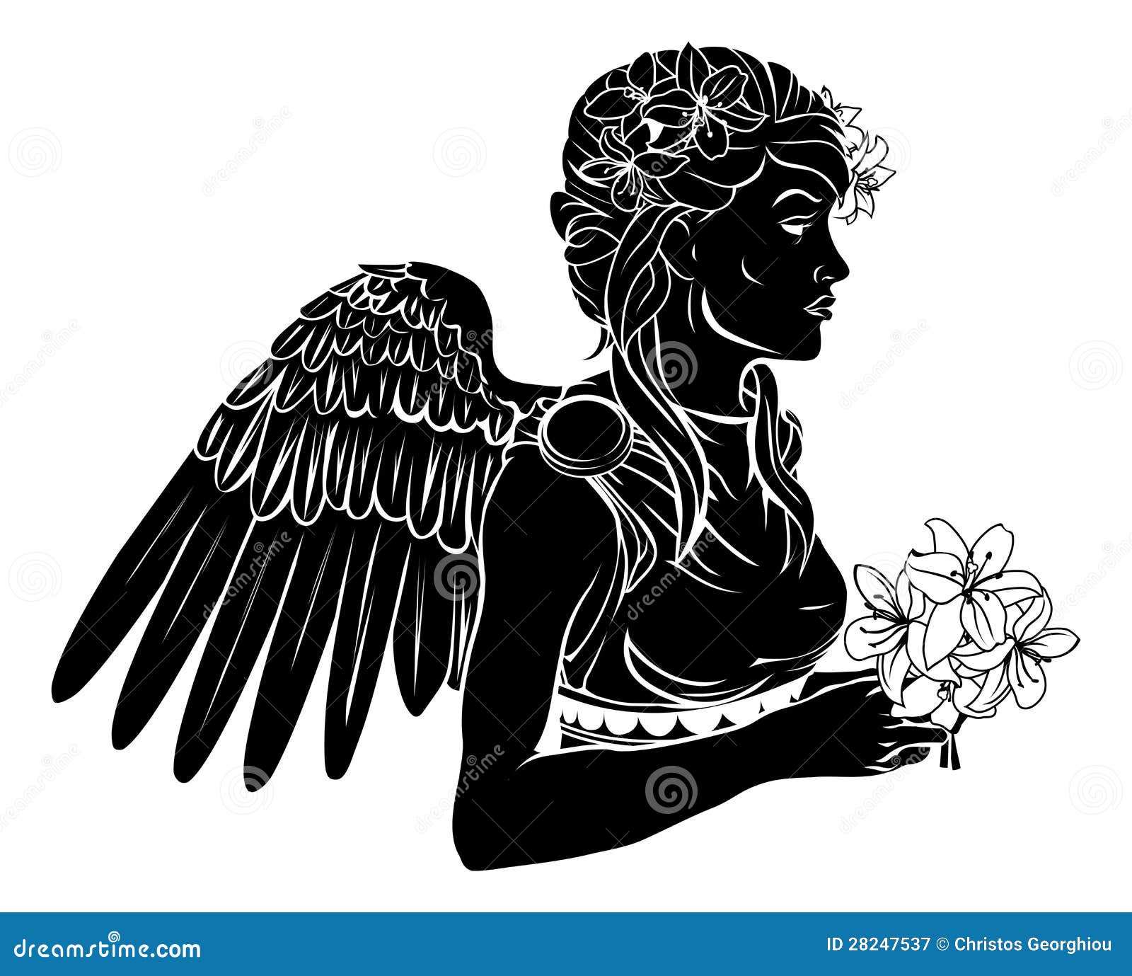 Stylised Angel Woman Illustration Stock Vector - Illustration of black ...