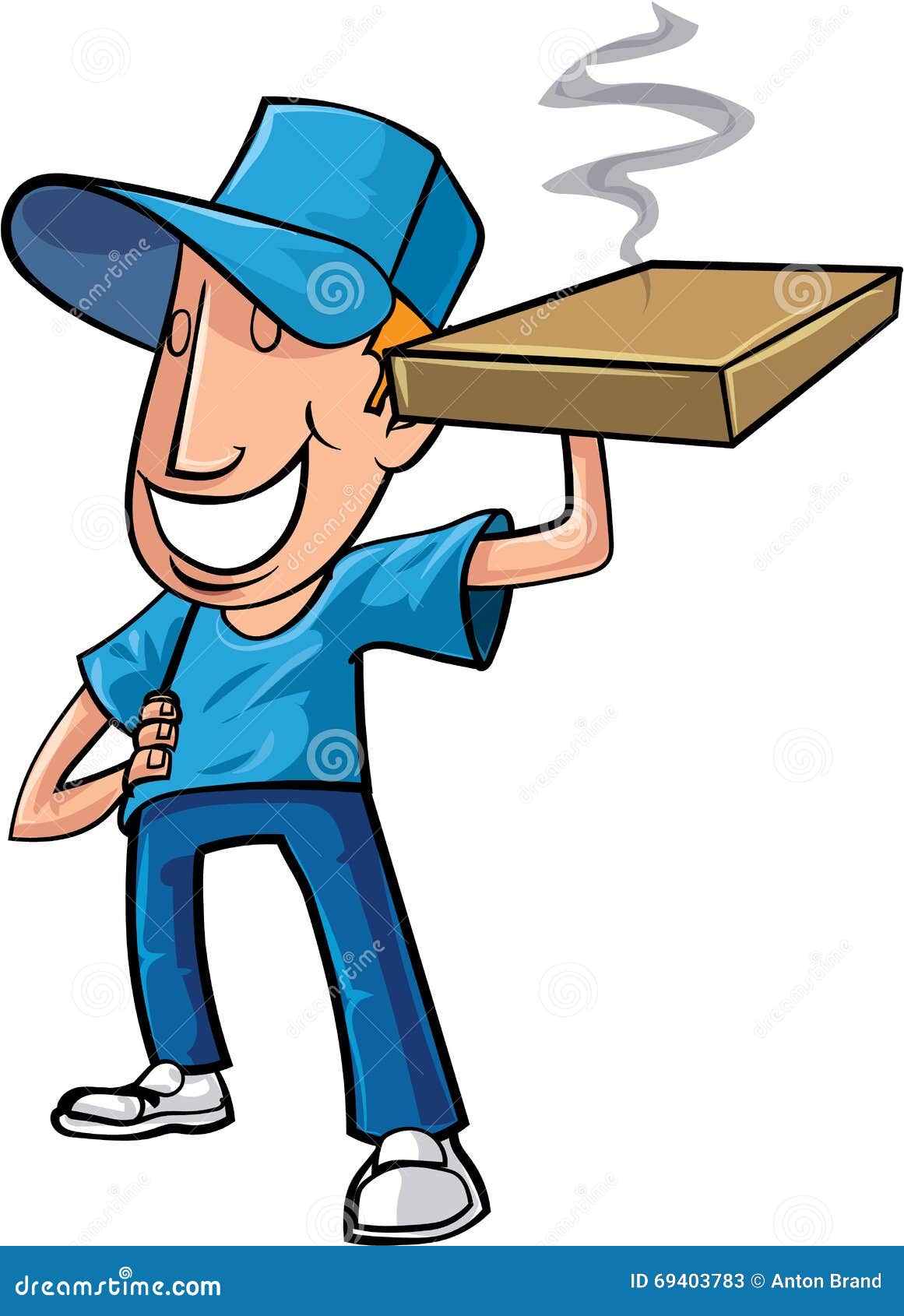 Stylised Cartoon Pizza Delivery Man Stock Illustration - Illustration ...