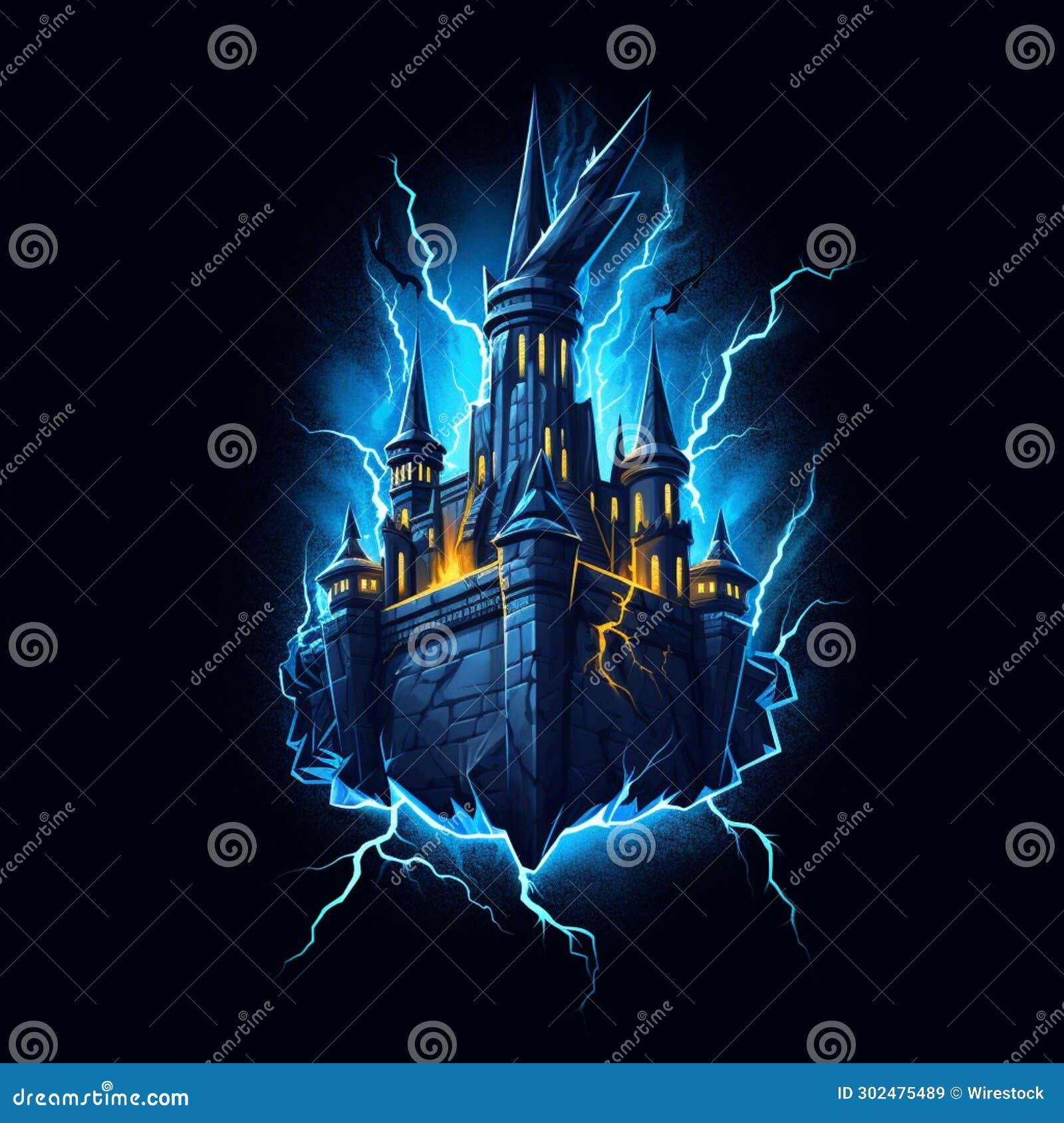 Stylised Castle with a Fan Art View Stock Illustration - Illustration ...