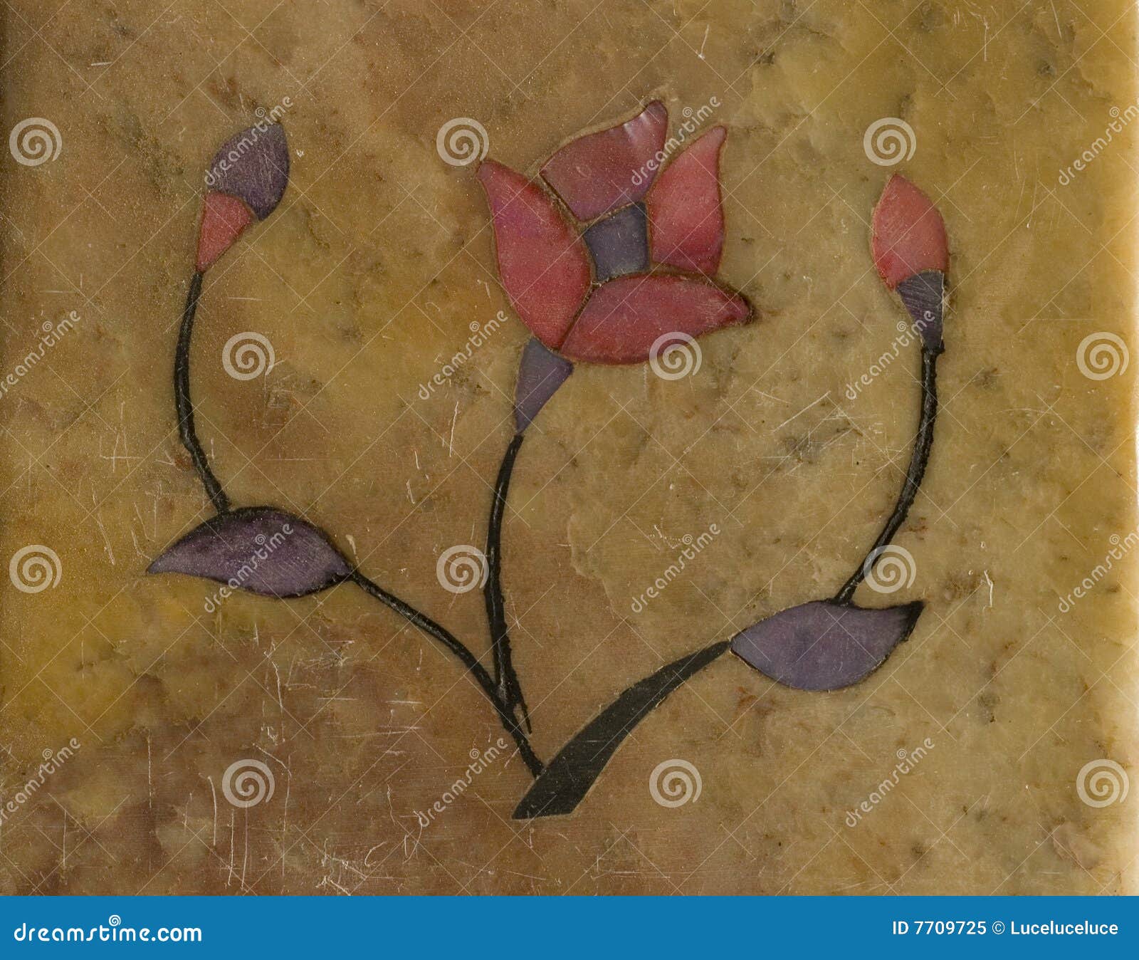 Stylised Flower Inlaid on Stone Stock Image - Image of invitation ...