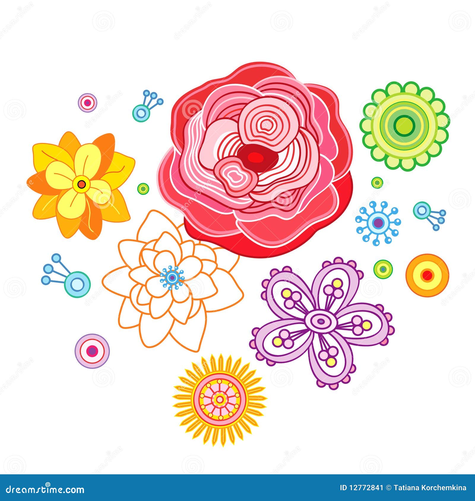 The stylised flowers. stock vector. Illustration of lines - 12772841