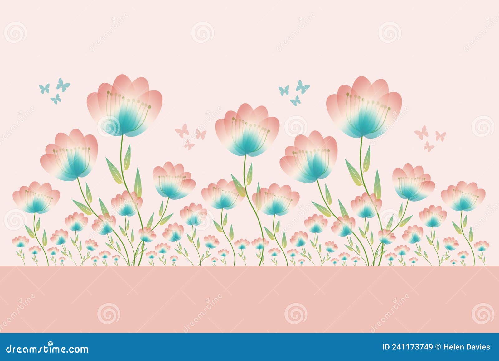 Stylised Flowers Border with Space for Text. Stock Illustration ...