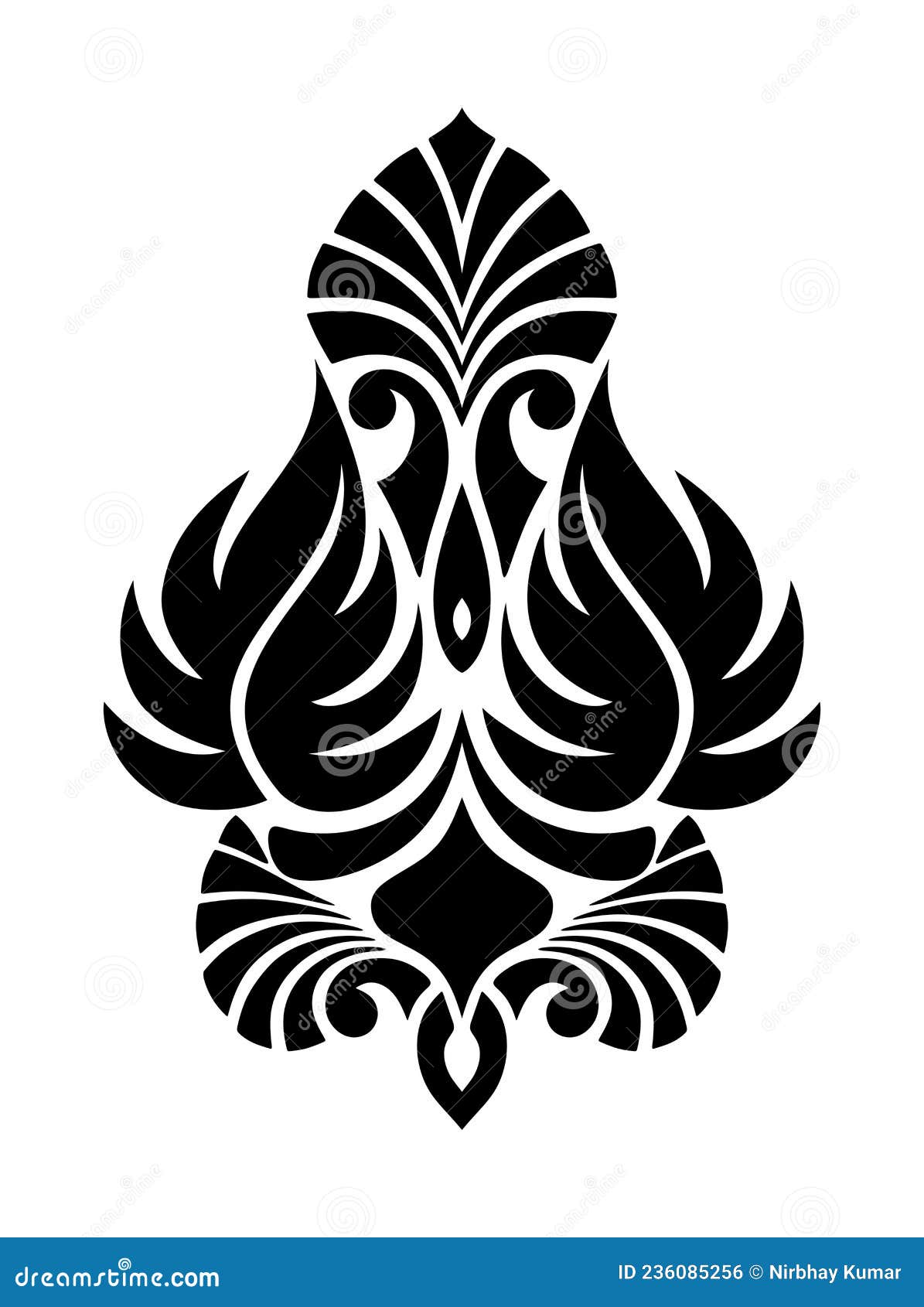 Stylised Leaf Damask Design Motif Stock Vector - Illustration of ...