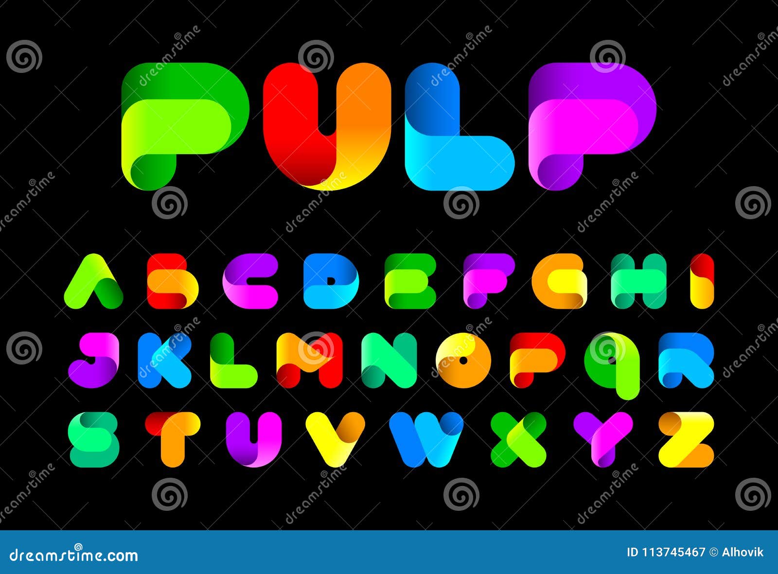 Twisted colorful font stock vector. Illustration of font - 113745467