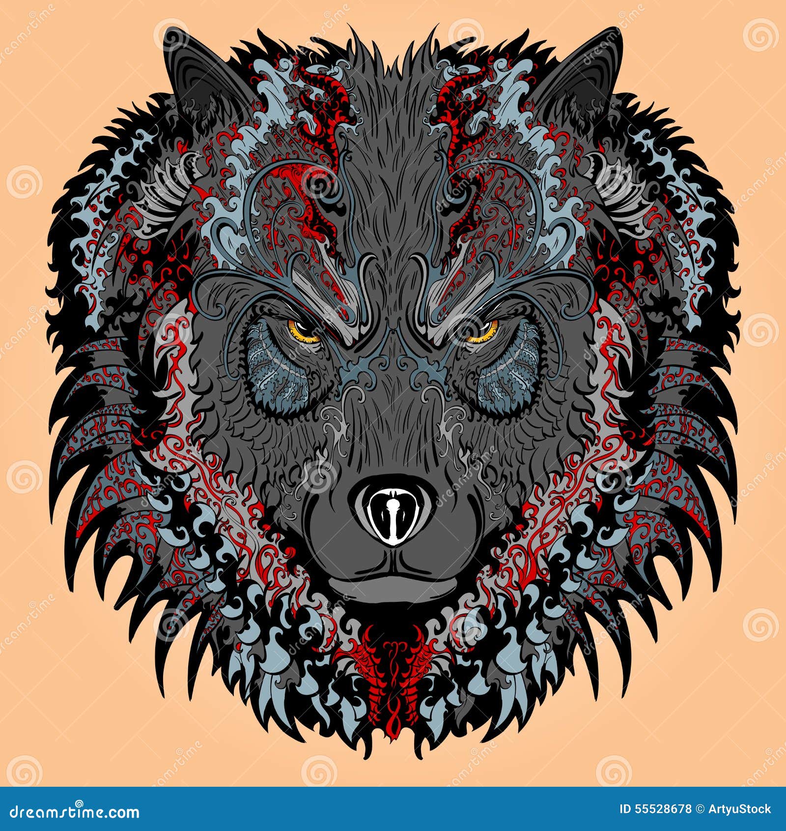Stylised wolf stock vector. Illustration of printing - 55528678