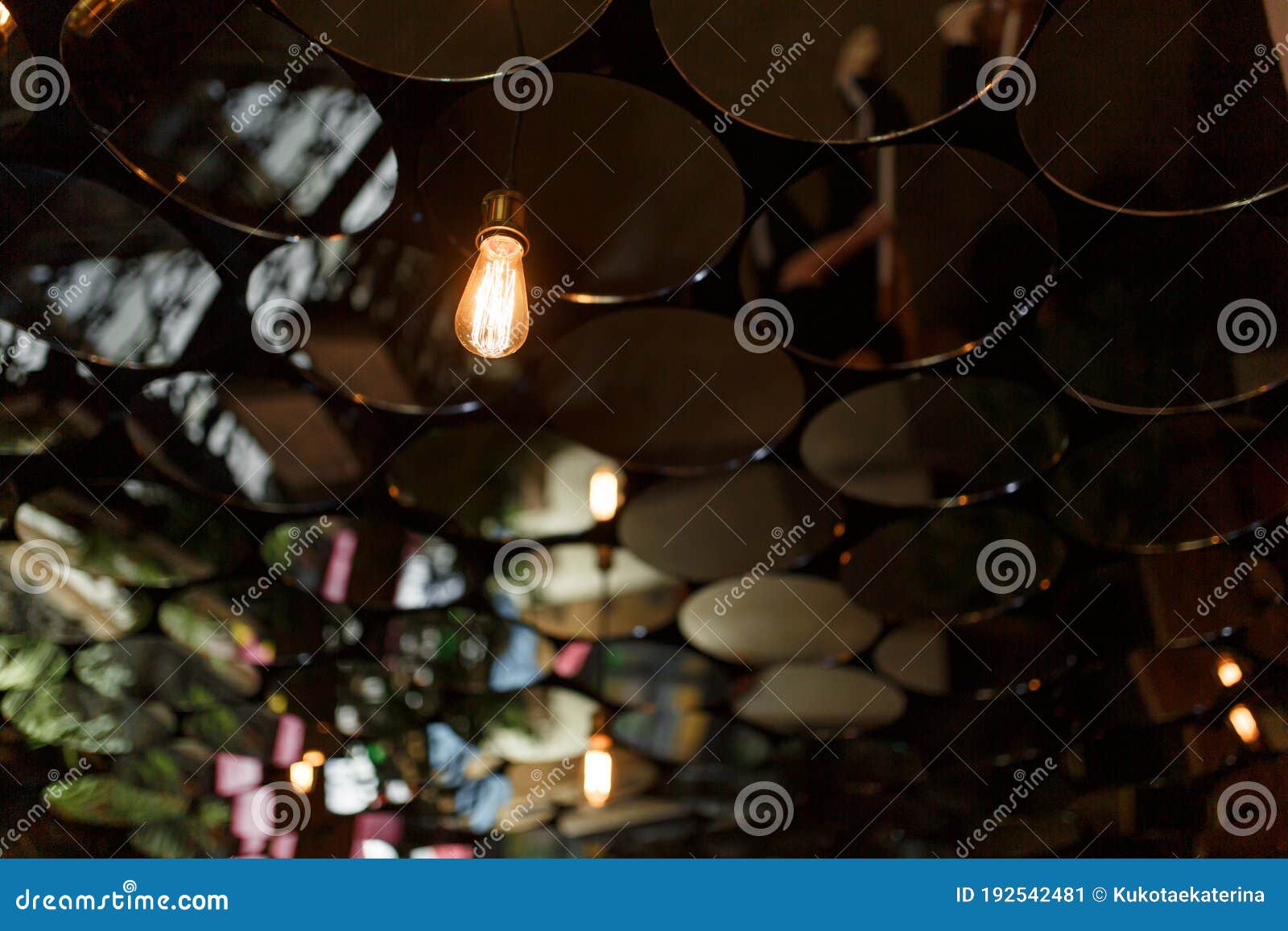 Stylish Abstract Bar Interior. the Ceiling is Decorated with Small ...