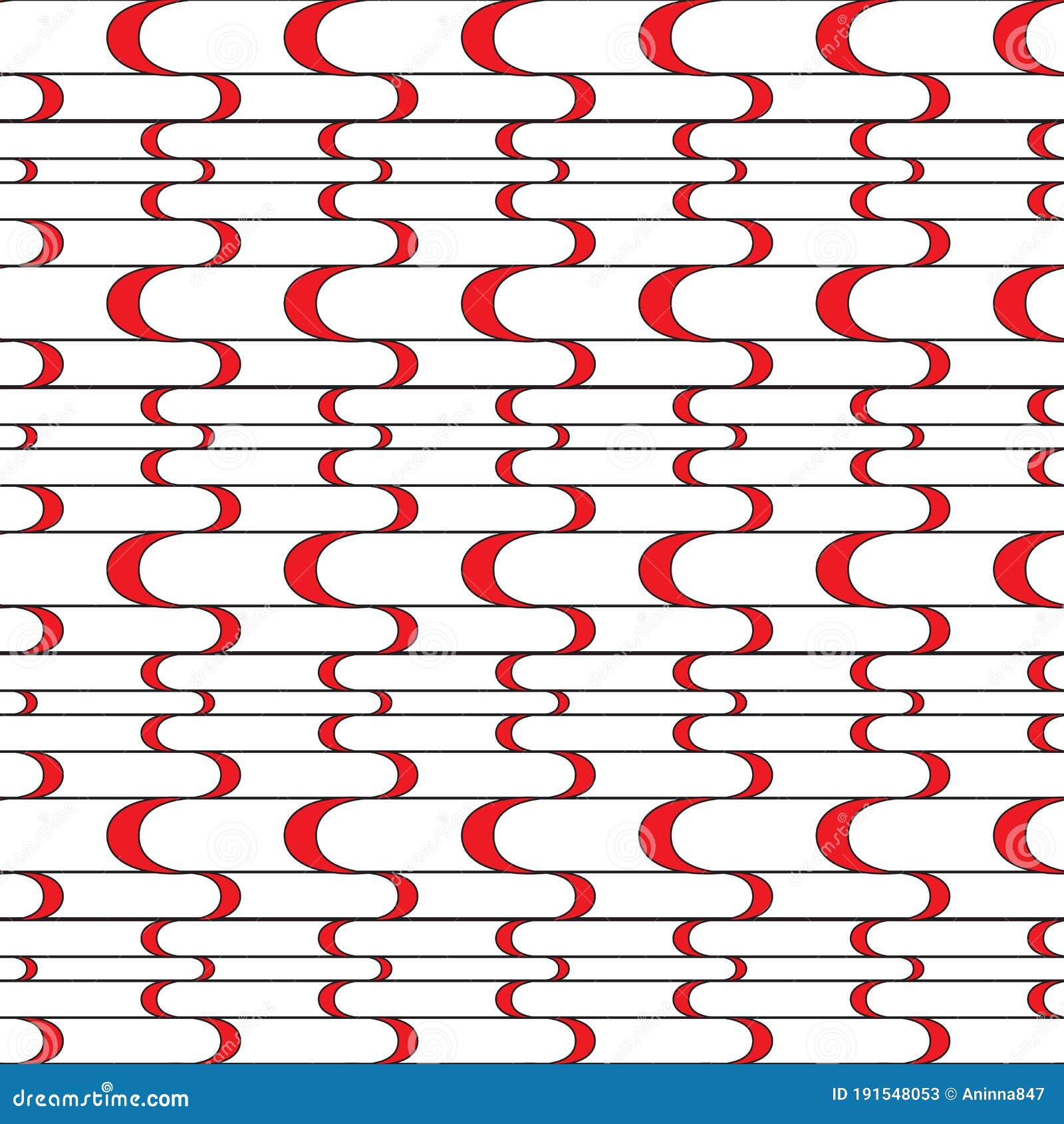 Stylish Abstract Seamless Pattern with Red Waves on White Background ...