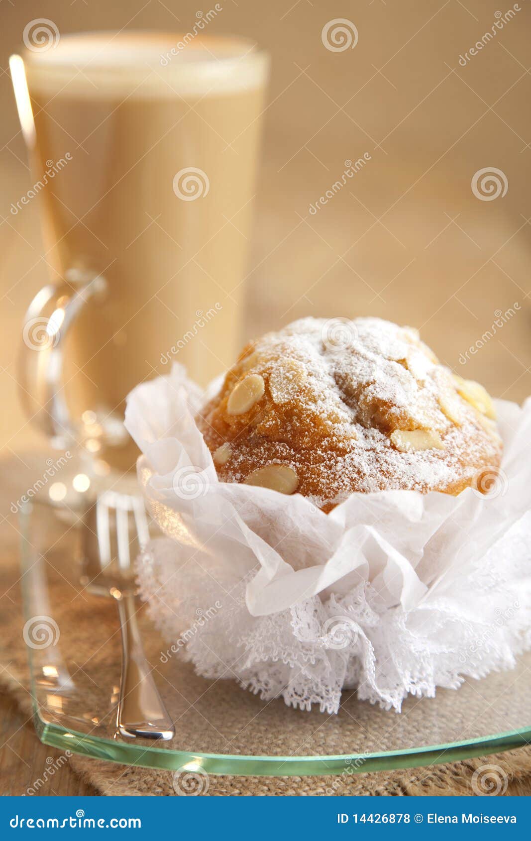 Stylish Almond Muffin and Coffee on Background Stock Photo - Image of ...