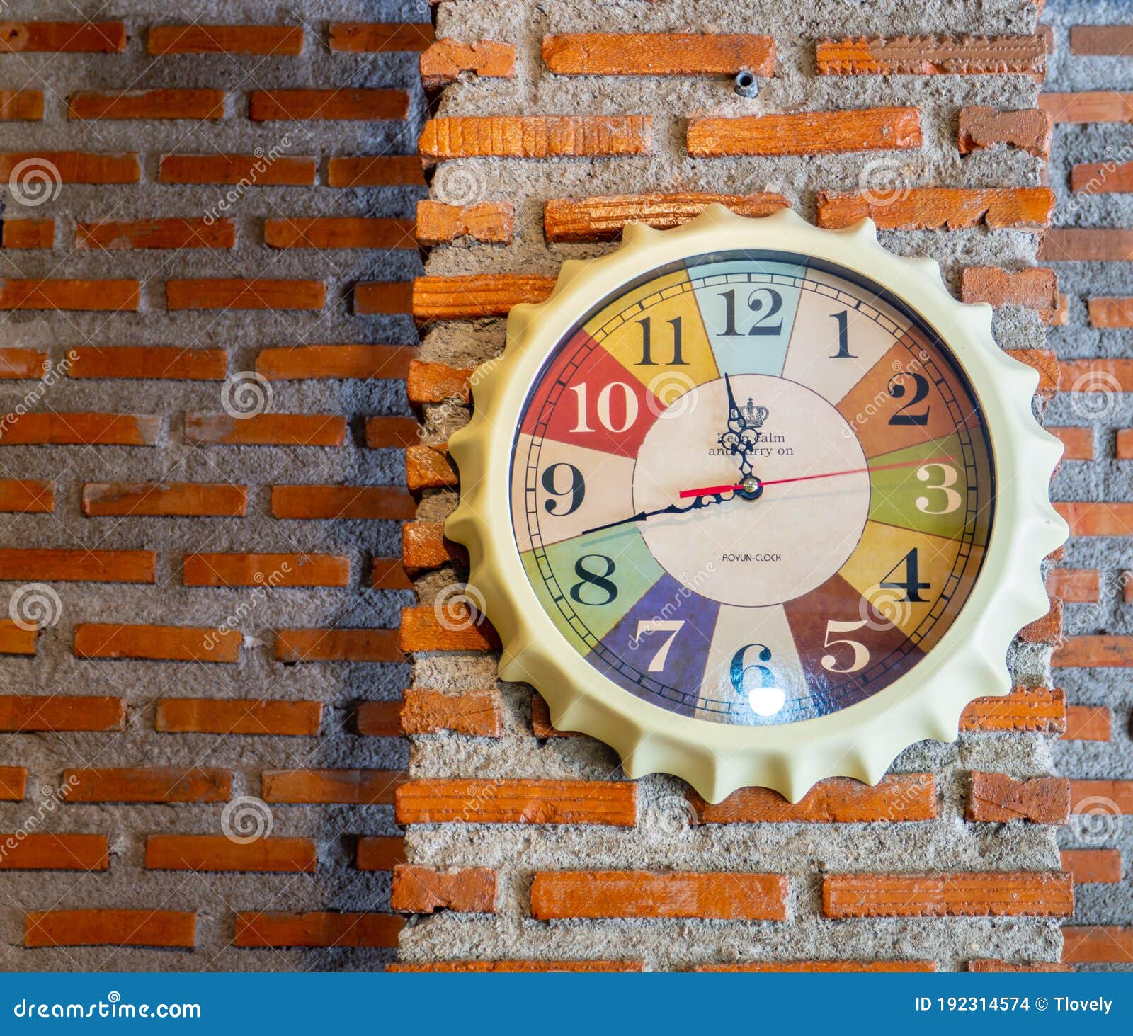 Stylish Analog Clock Hanging on Brick Wall Editorial Stock Image ...
