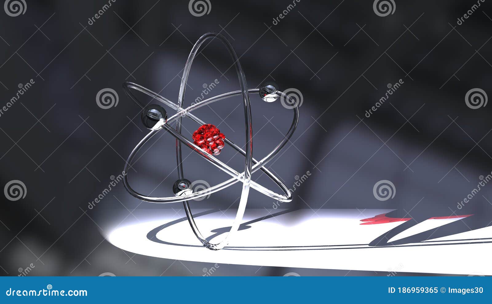 Stylish Atom Core Model on Dark with Colored Shadowing Stock ...