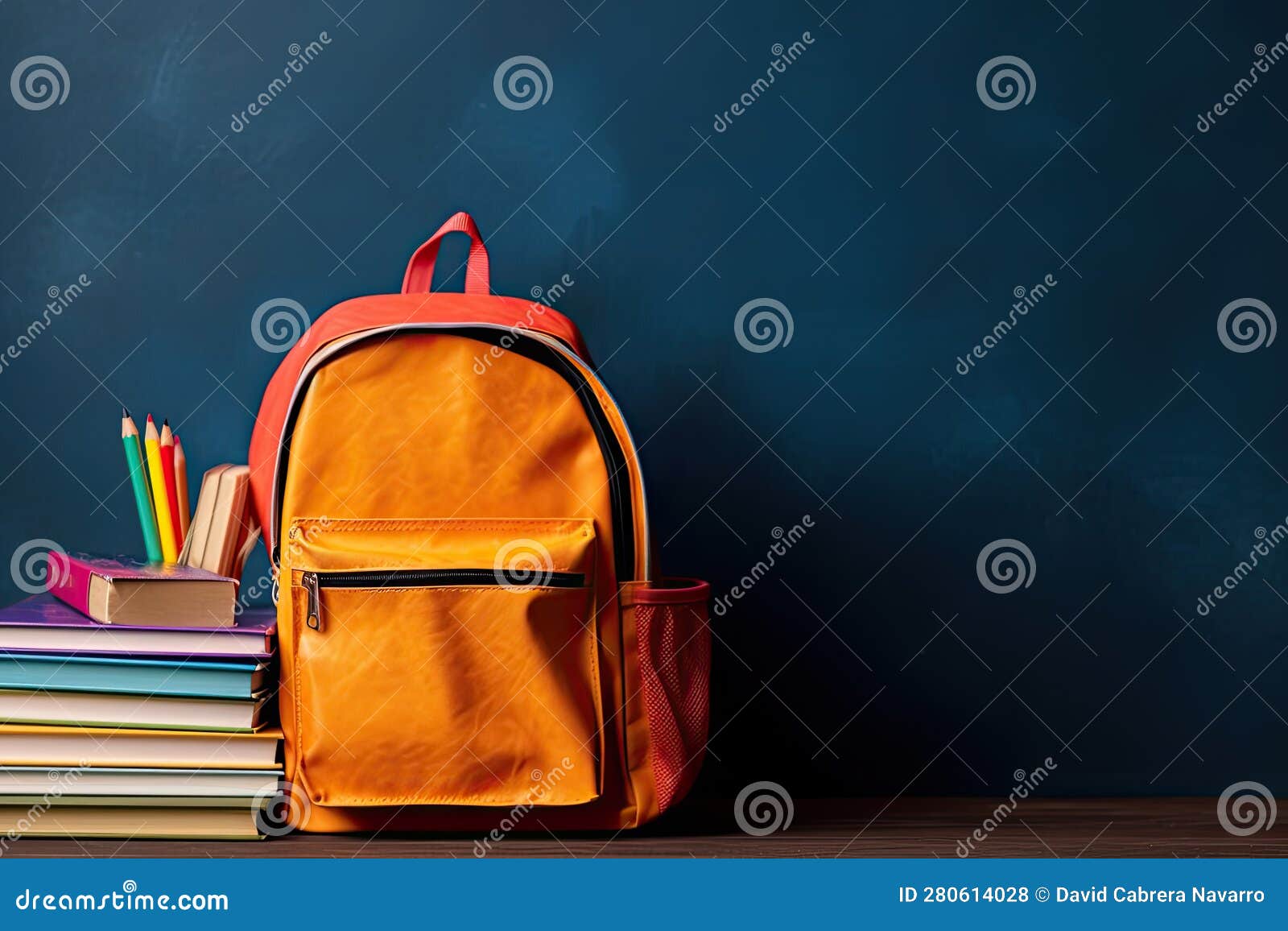 Stylish Backpack With Different School Stationery On Table Indoors ...