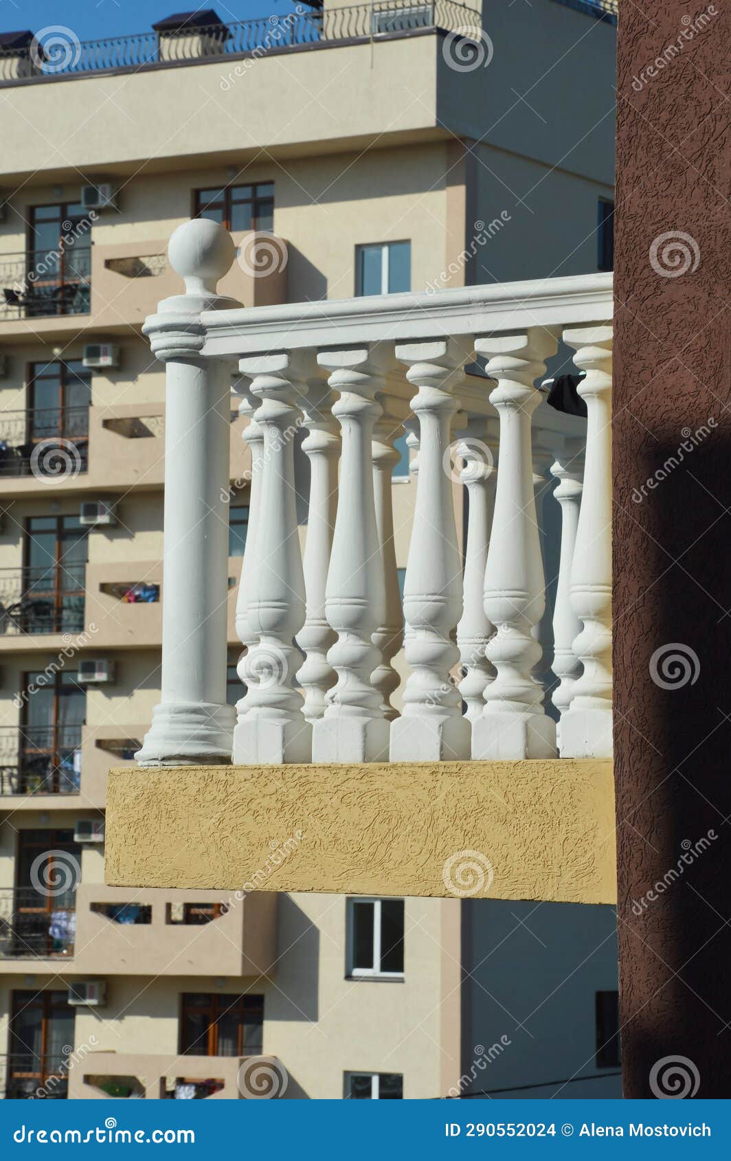 A Balcony with Columns on a High Building, an Architectural Element of ...