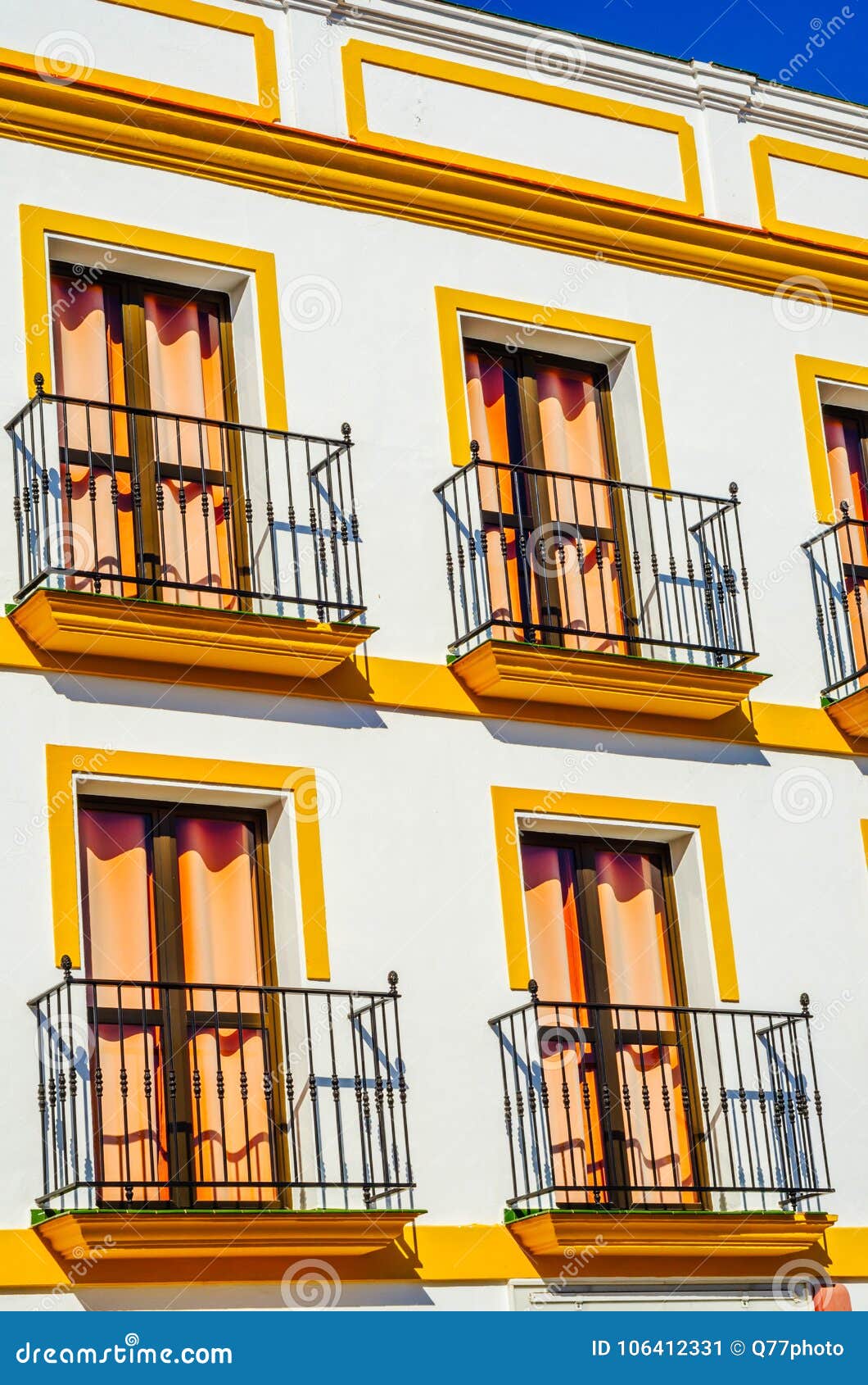Stylish Balcony with a Metal Railing, Solid Architectural Element, a ...