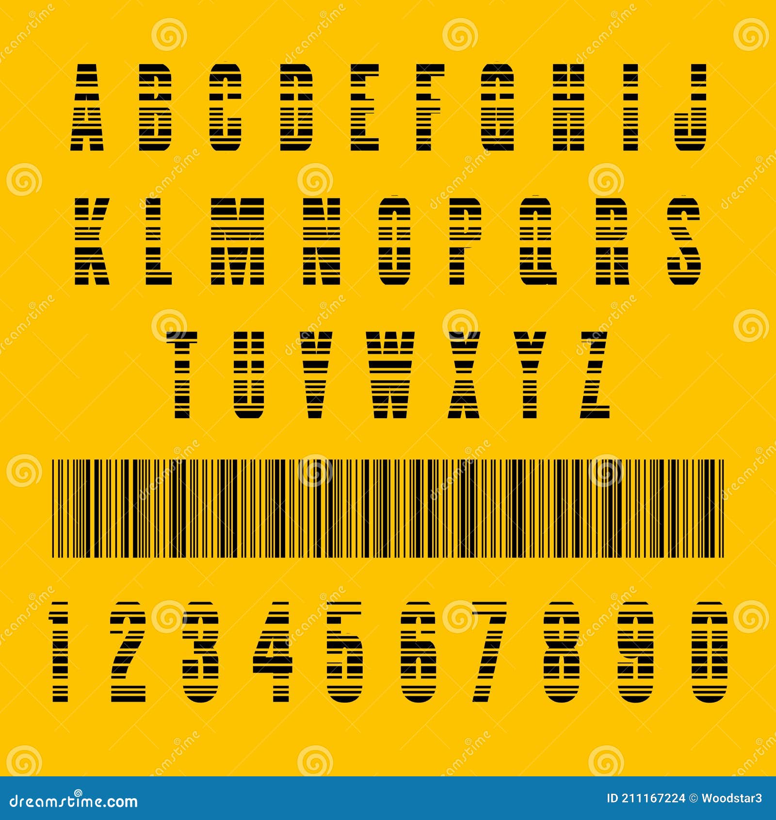 Stylish Barcode Typeface Font. Stripped Letters of Barcode Scanning ...