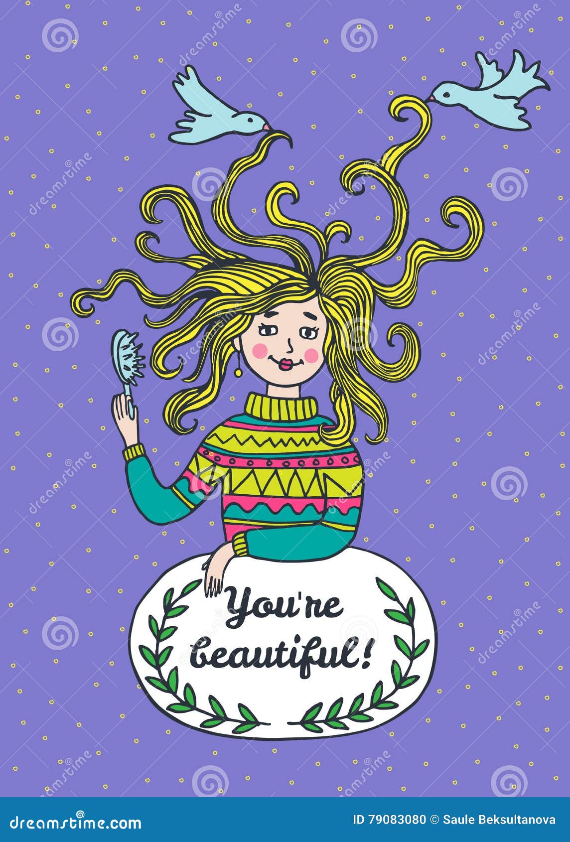 Stylish Beautiful Card with Illustrated Girl Stock Illustration ...