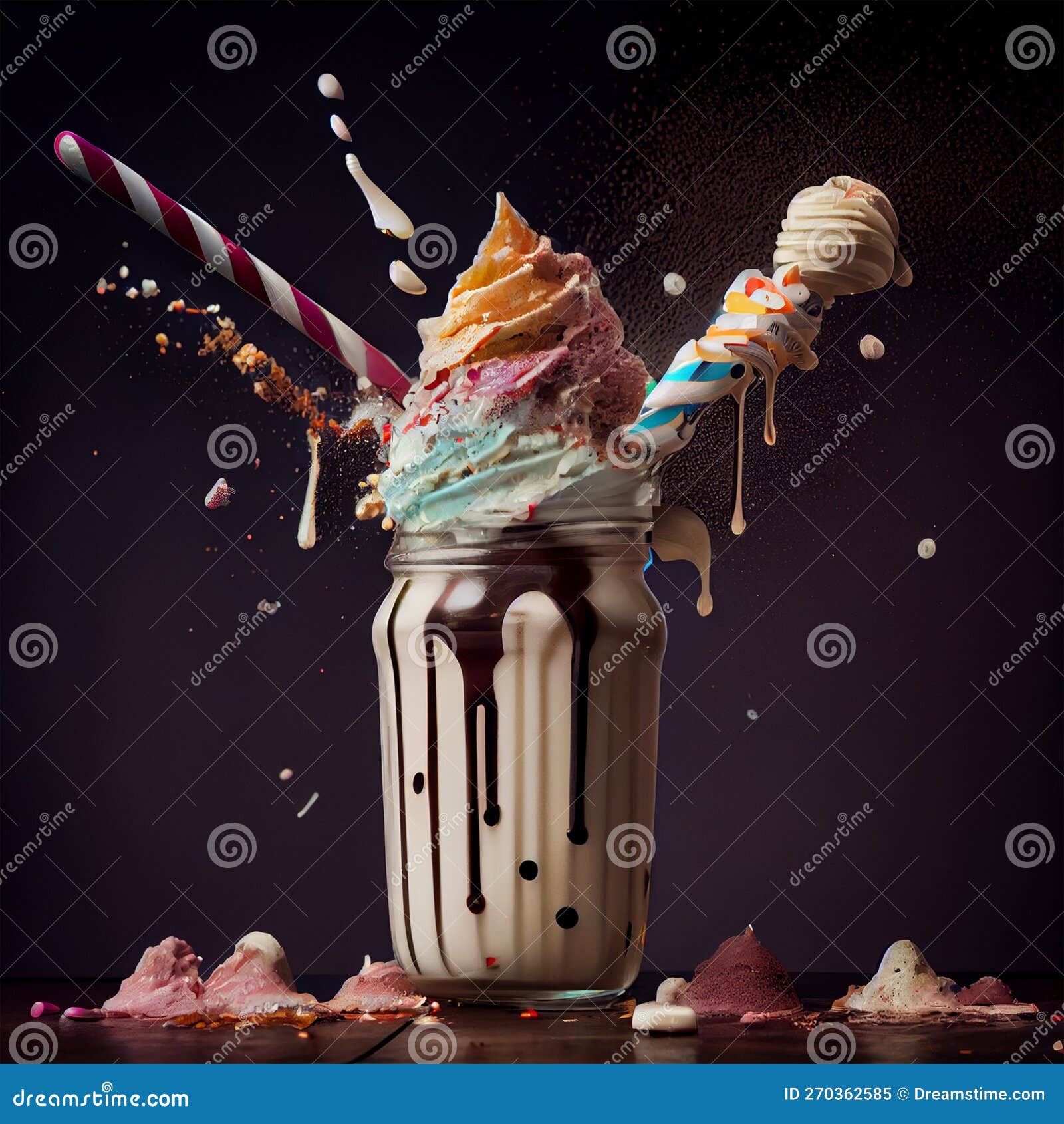 Stylish Beautiful Fruity Milkshake, Chocolate Drop Splashes - AI ...