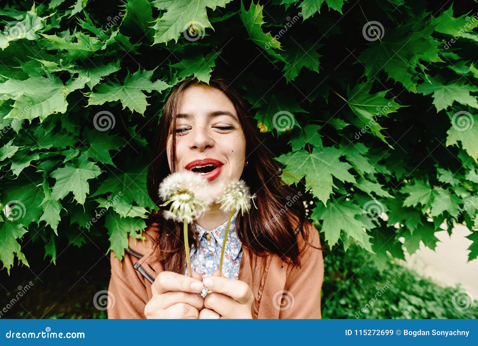Stylish Beautiful Hipster Girl Holding Dandelion and Having Fun Stock ... Stylish Beautiful Hipster Girl Holding Dandelion and Having Fun Stock ...