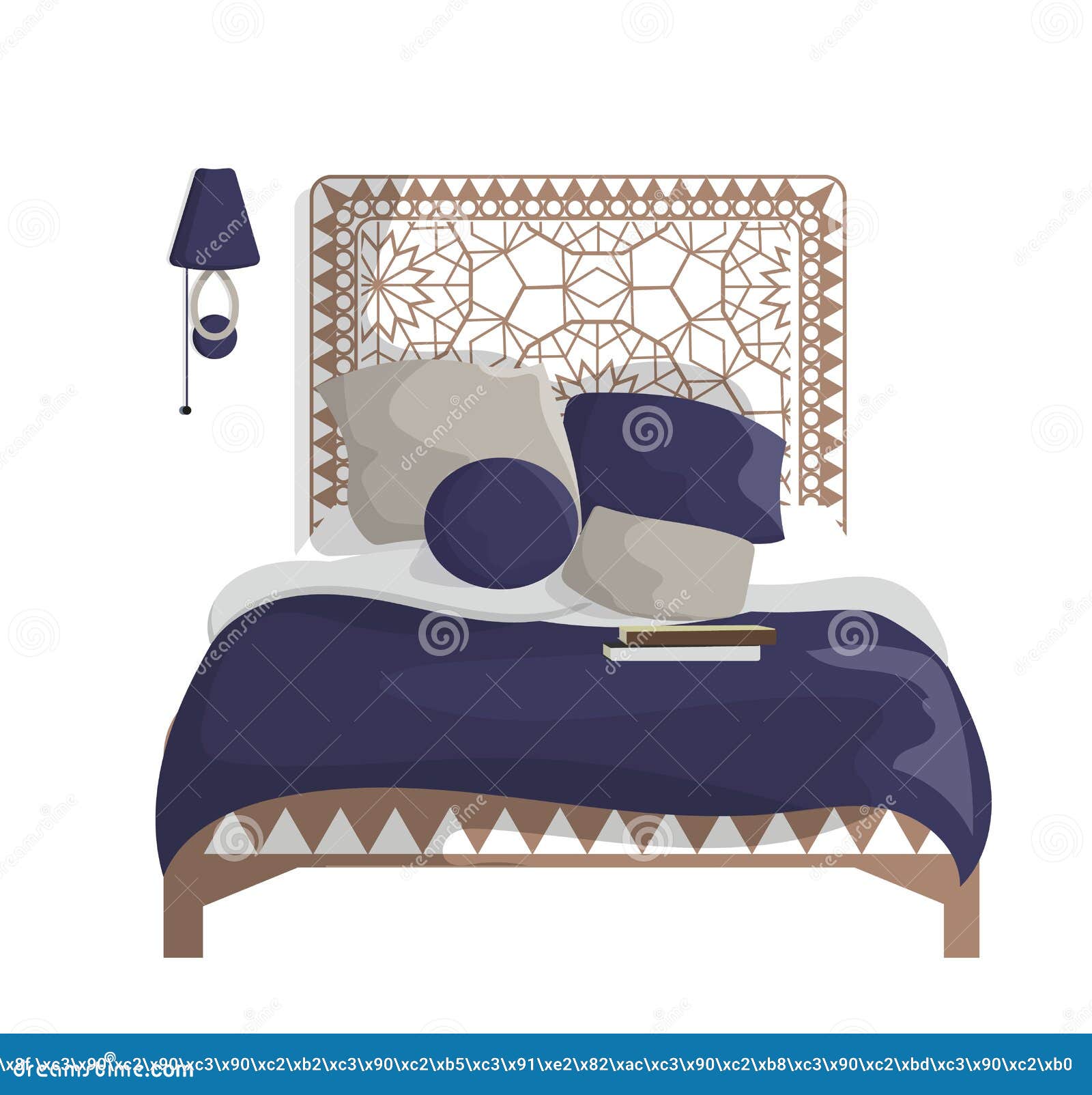 A Stylish Bed with a Large Designer Headrest with Geometric Elements ...