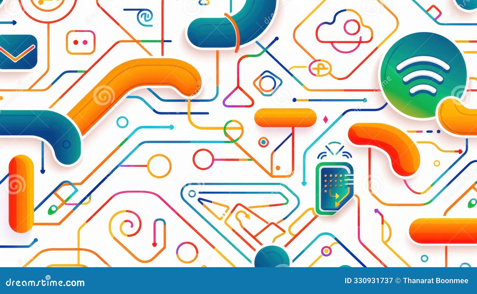 A Stylish Beige Abstract Background Featuring Tech Devices and Icons in ...