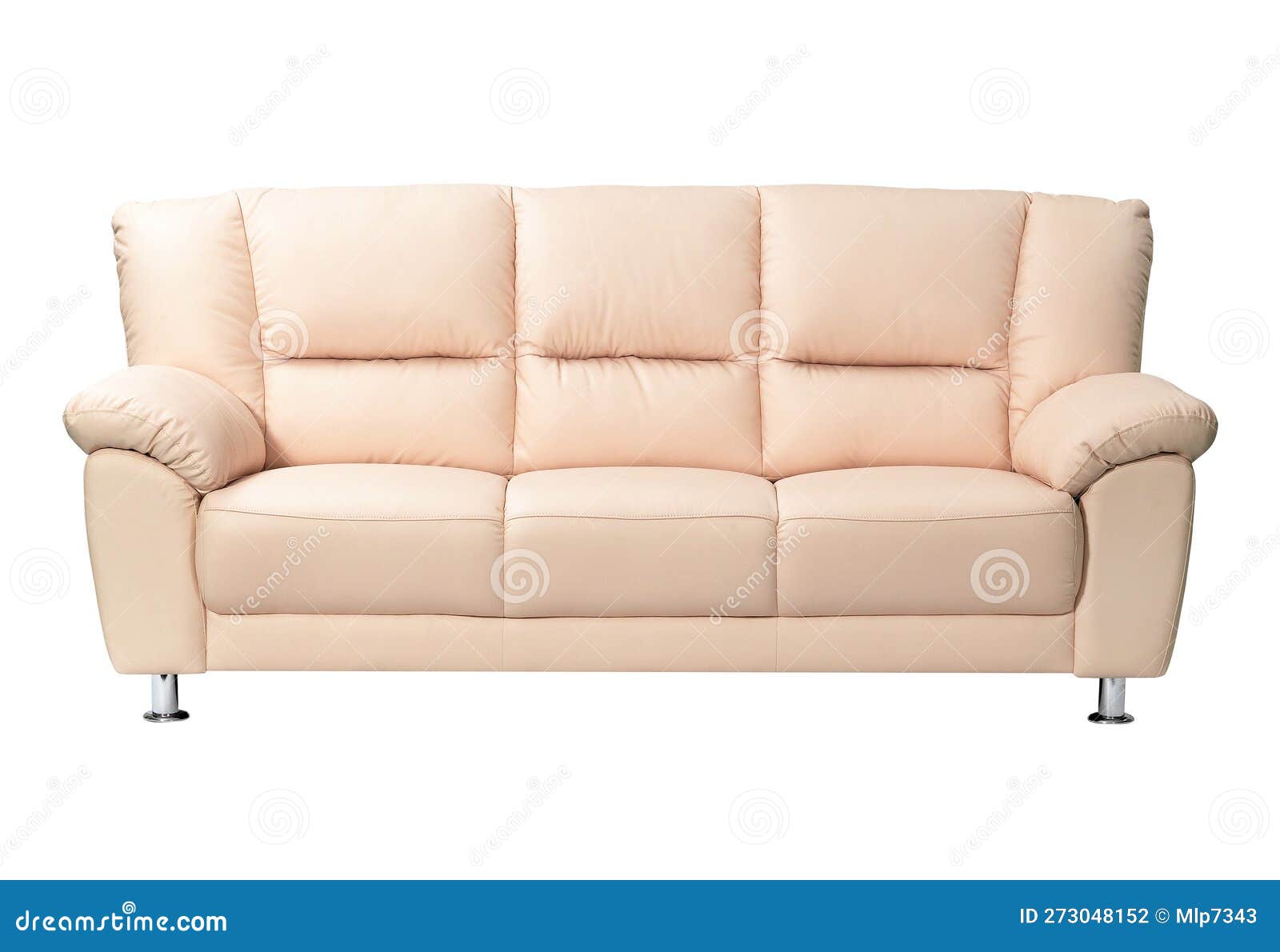 Stylish Beige Leather Sofa on White Background Stock Photo - Image of ...