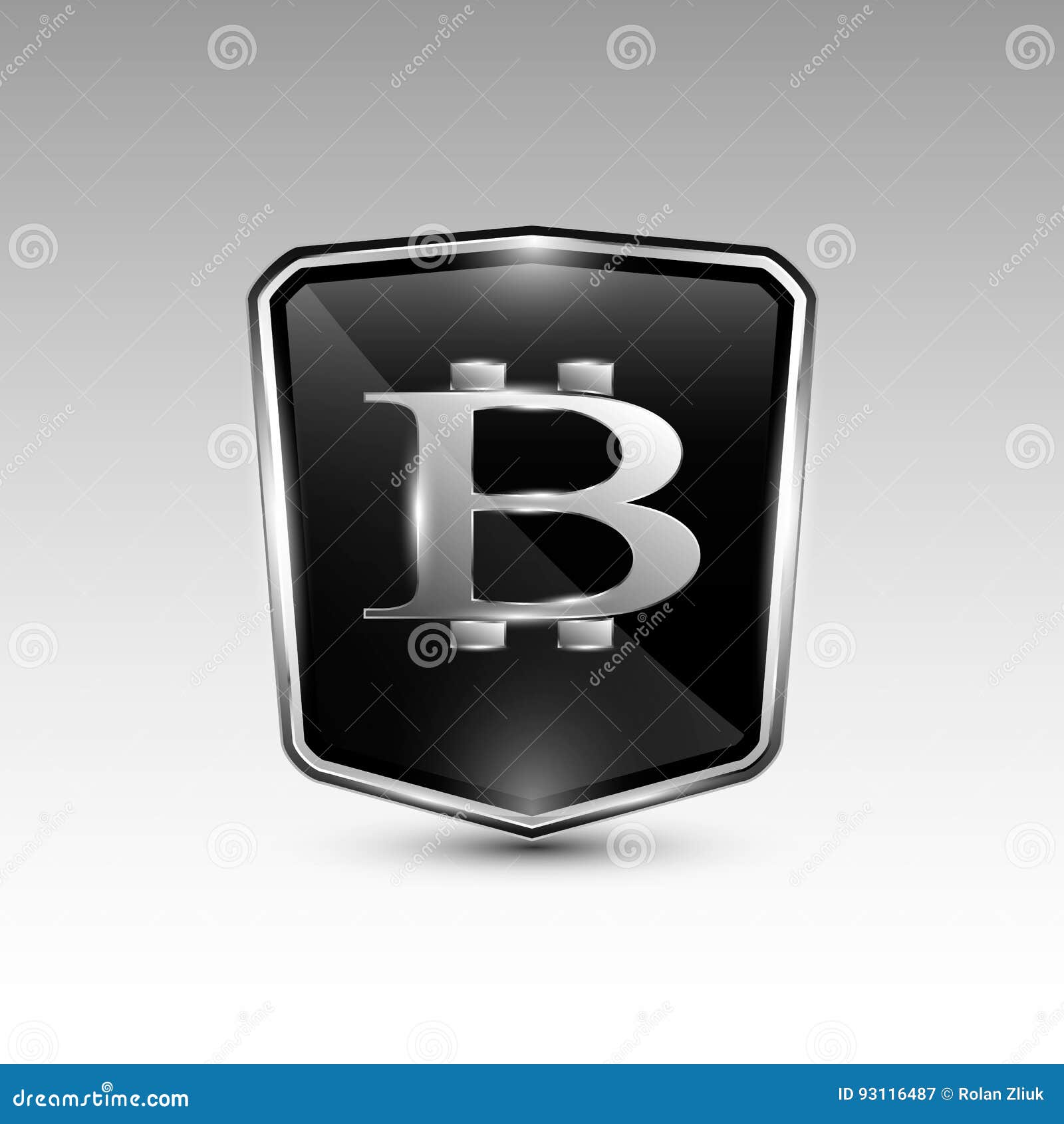 Stylish black bitcoin logo stock vector. Illustration of network - 93116487