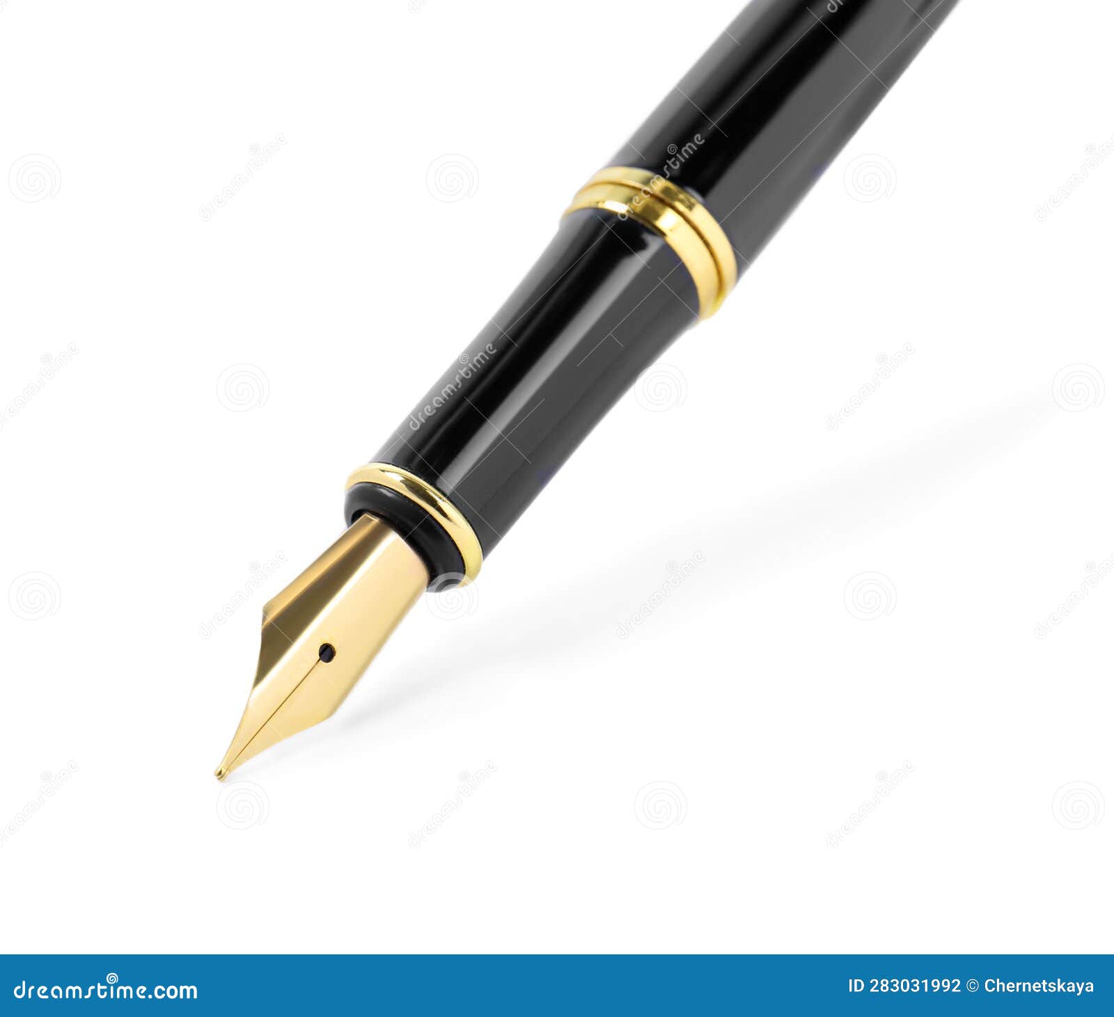 Stylish Black Fountain Pen Isolated on White Stock Photo - Image of ...