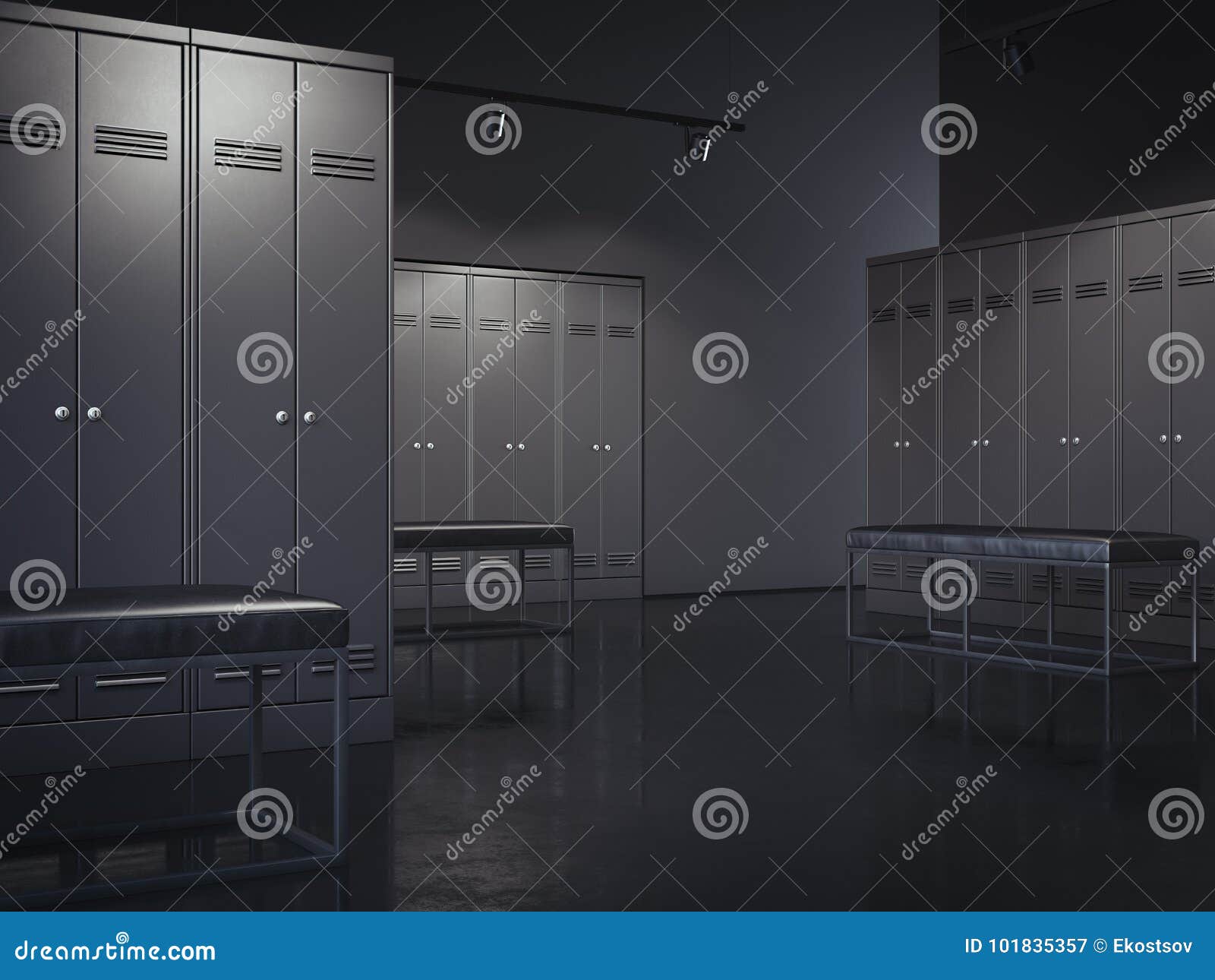 Stylish Black Locker Room. 3d Rendering Stock Illustration ...