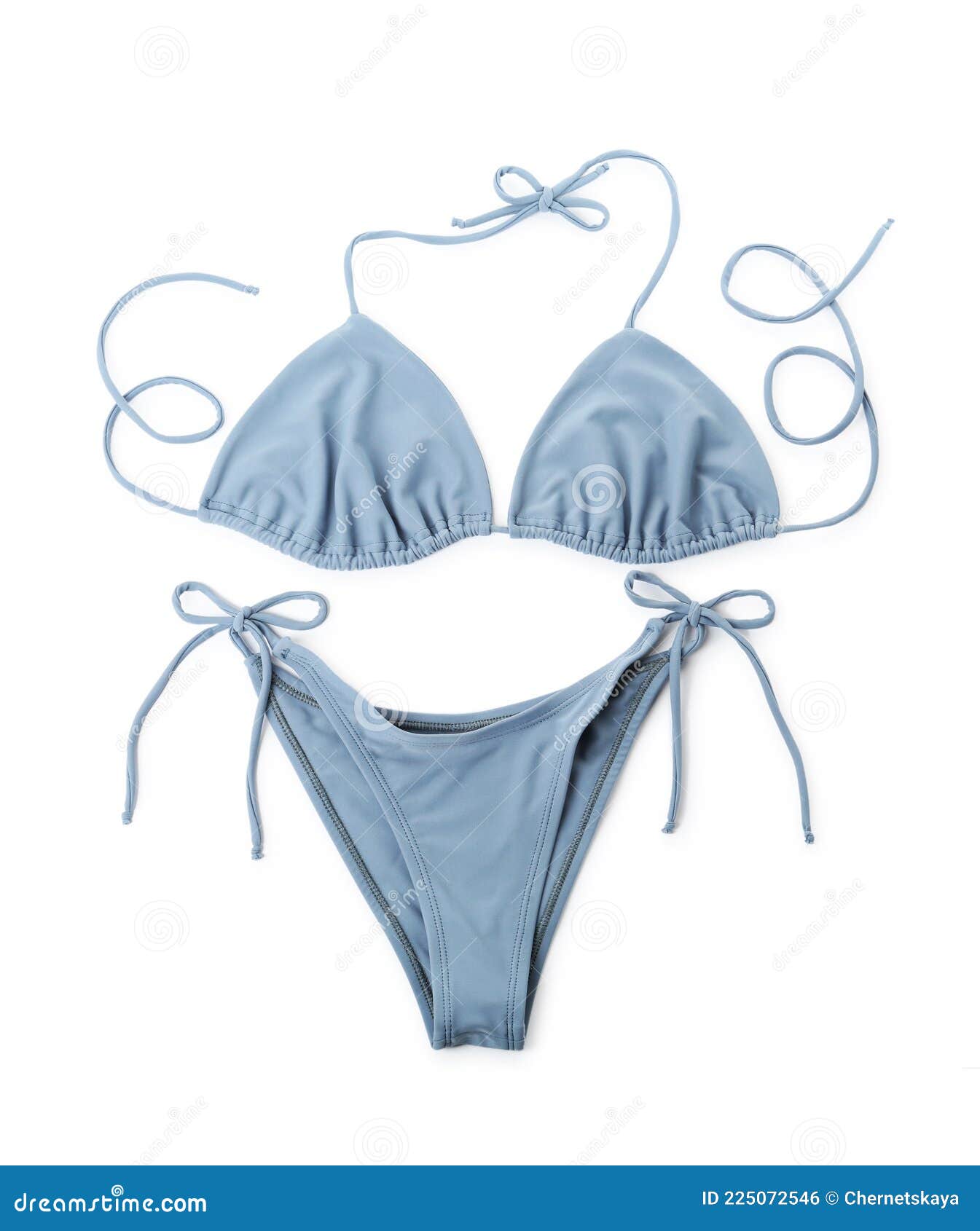 Stylish Blue Bikini on White, Top View Stock Photo - Image of color ...