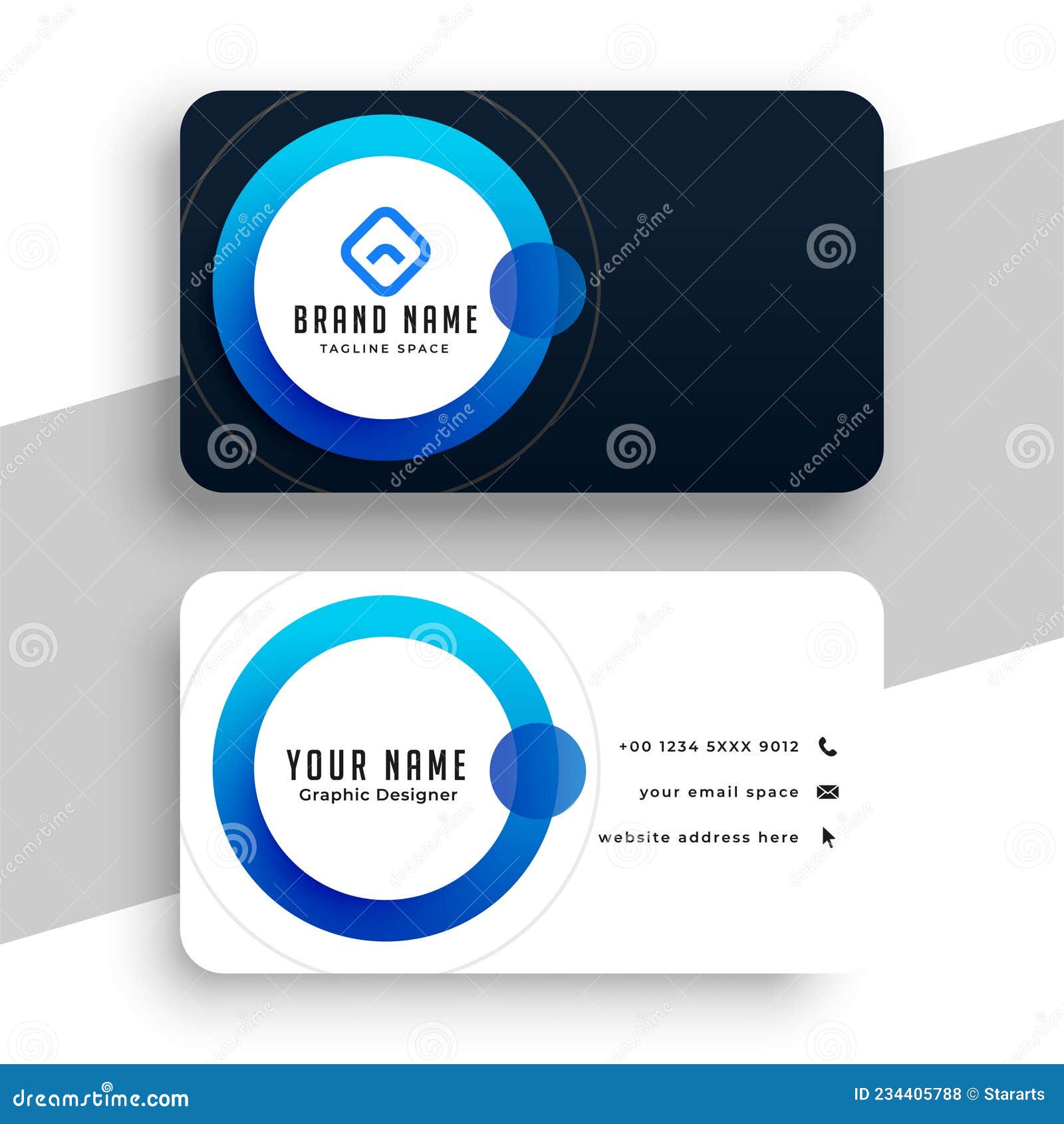 Stylish Blue Business Card Design Template Stock Vector - Illustration ...